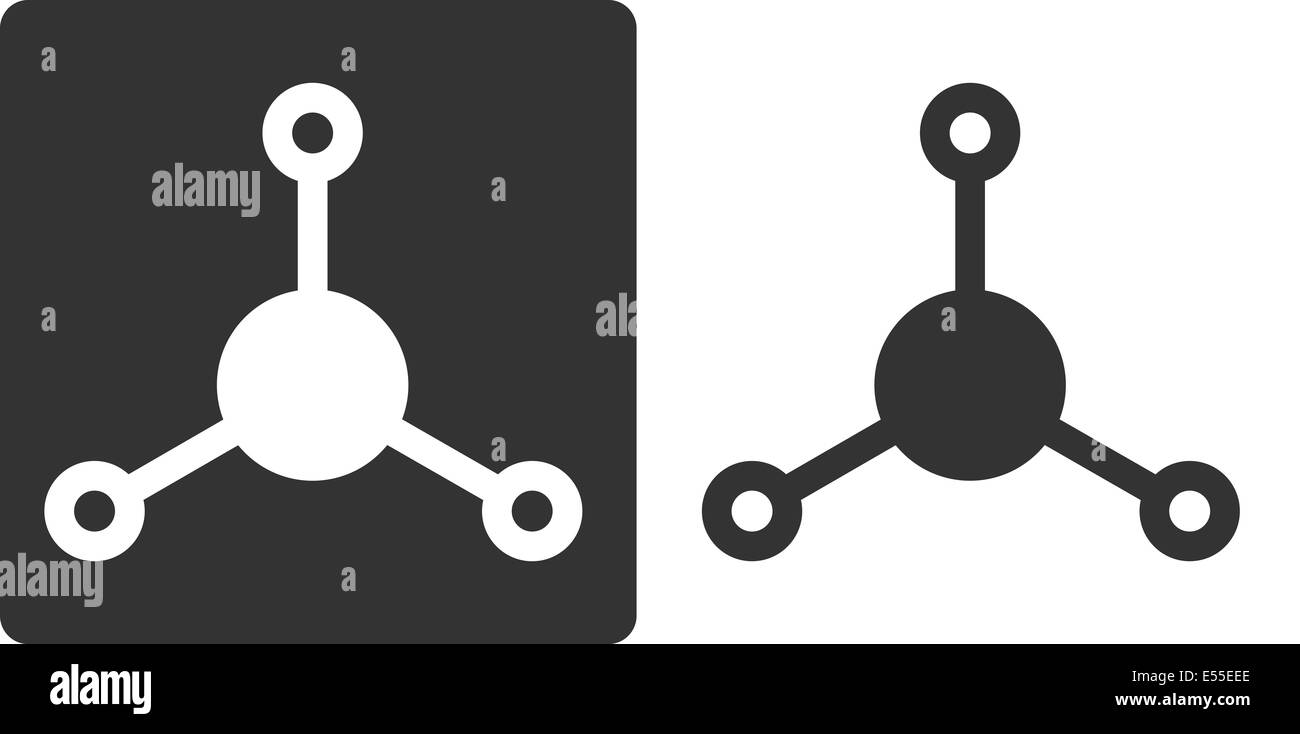 Ammonia (NH3) molecule, flat icon style. Atoms shown as circles ...