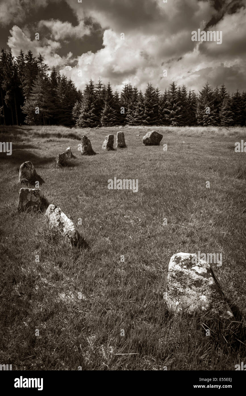 Fernworthy Bronze Age Stone Circle in Dartmoor National Park, Devon, UK ...