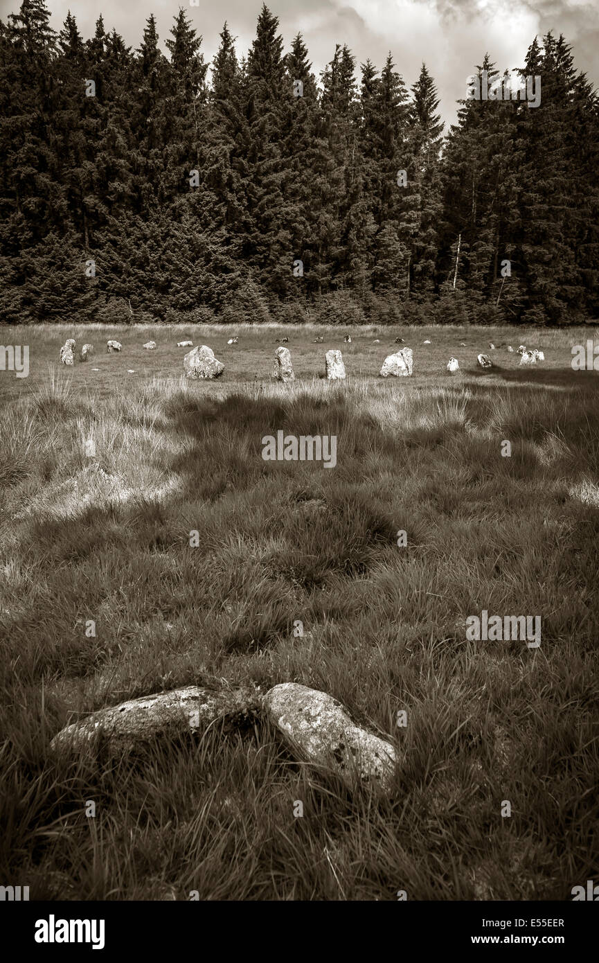 Fernworthy Bronze Age Stone Circle in Dartmoor National Park, Devon, UK ...