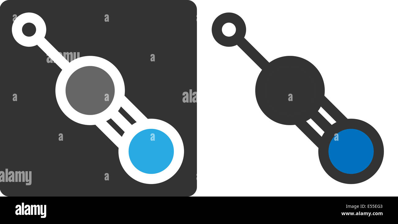 Hydrogen cyanide (HCN, Prussic acid) poison molecule, flat icon style ...