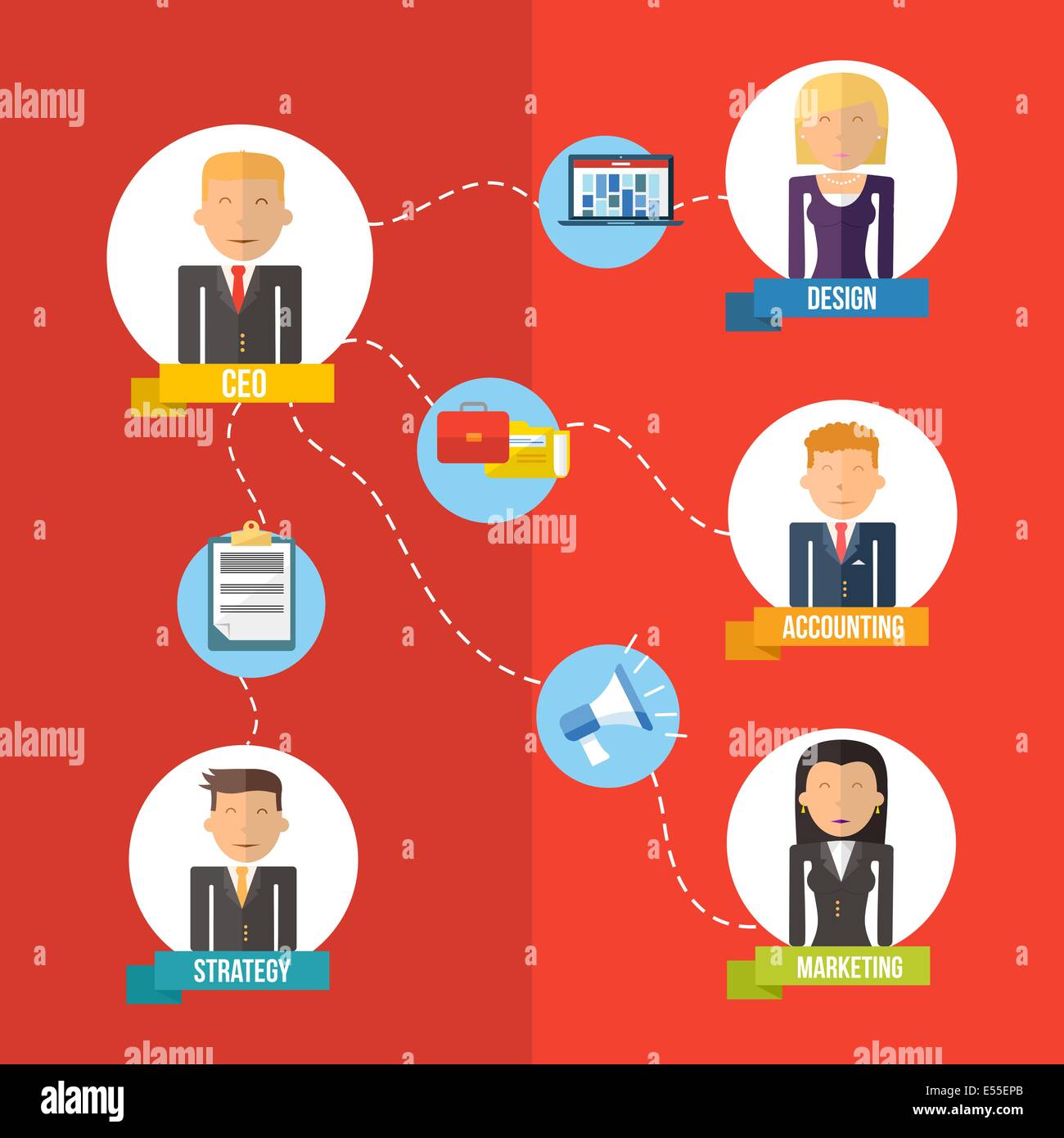 Digital Business era management chart concept in flat icons design ...