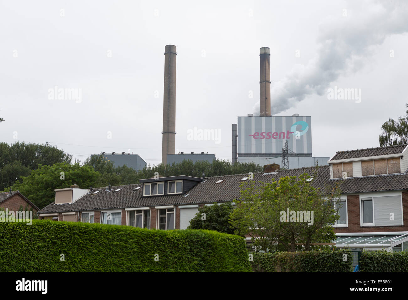 Amercentrale behind houses, coal-fired power plant station owned by ...