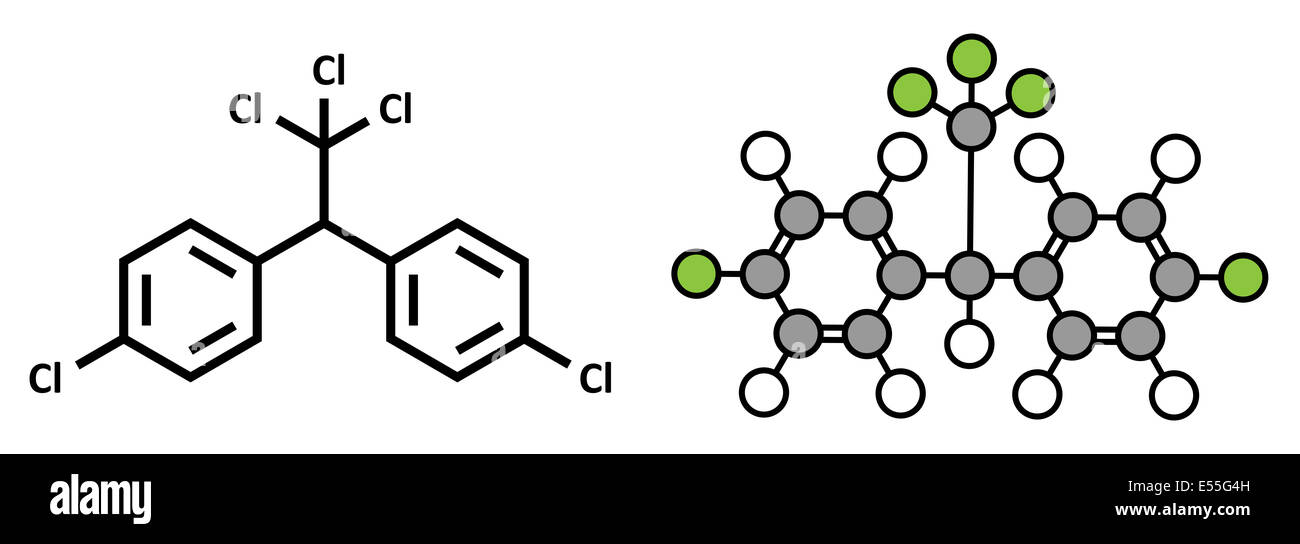 DDT (dichlorodiphenyltrichloroethane) molecule. Controversial pesticide ...