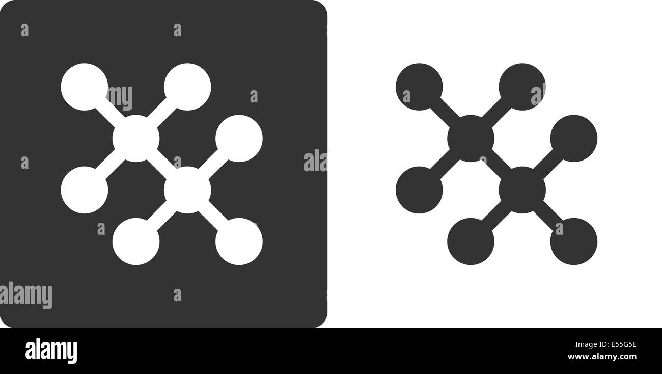 Ethane hydrocarbon molecule, flat icon style. Hydrogen and carbon atoms ...
