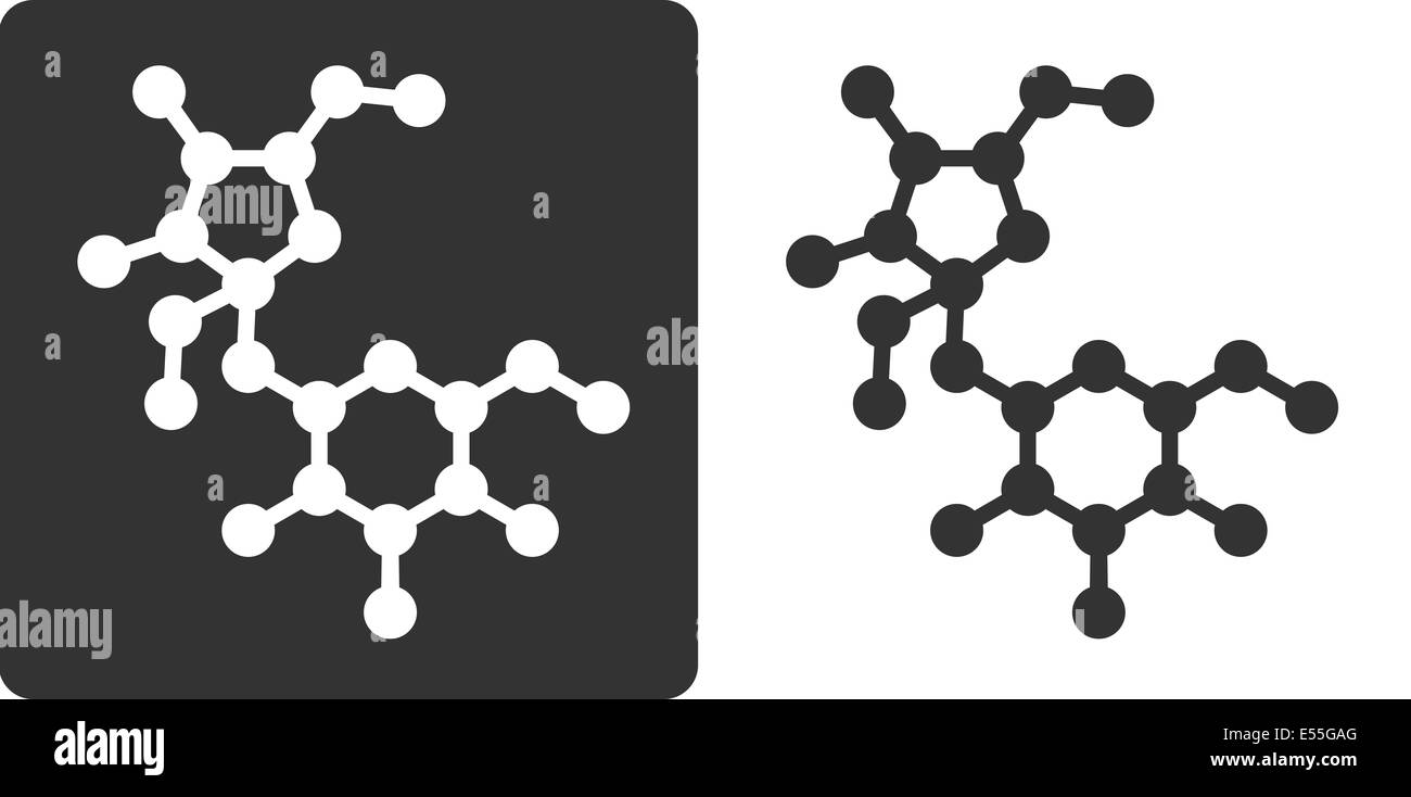 Sugar (sucrose, saccharose) molecule, flat icon style. Oxygen and ...