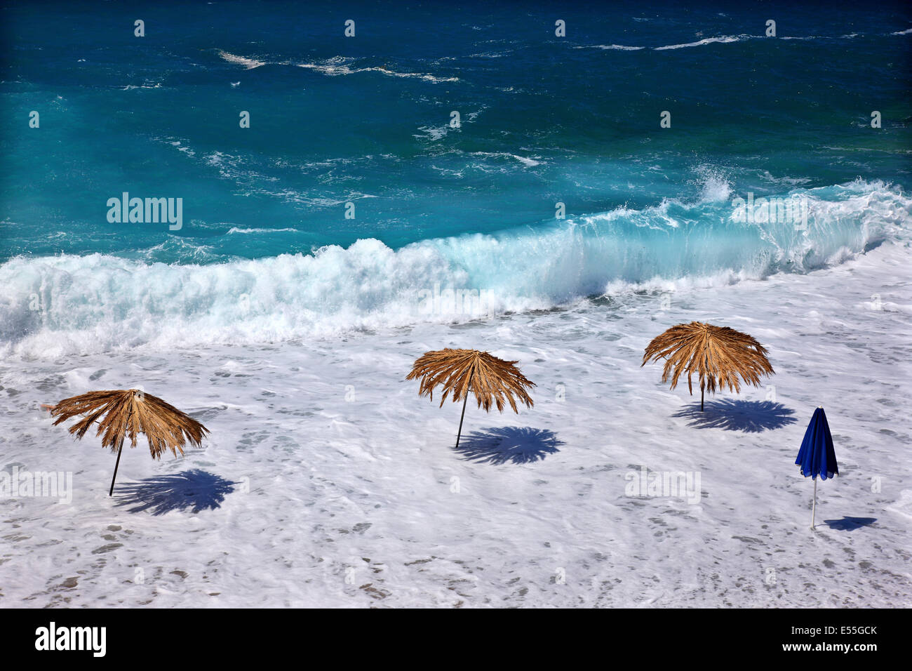 Beautiful beach known as "Maliou ryaki" (also as "Blue caves" or "Sea ...
