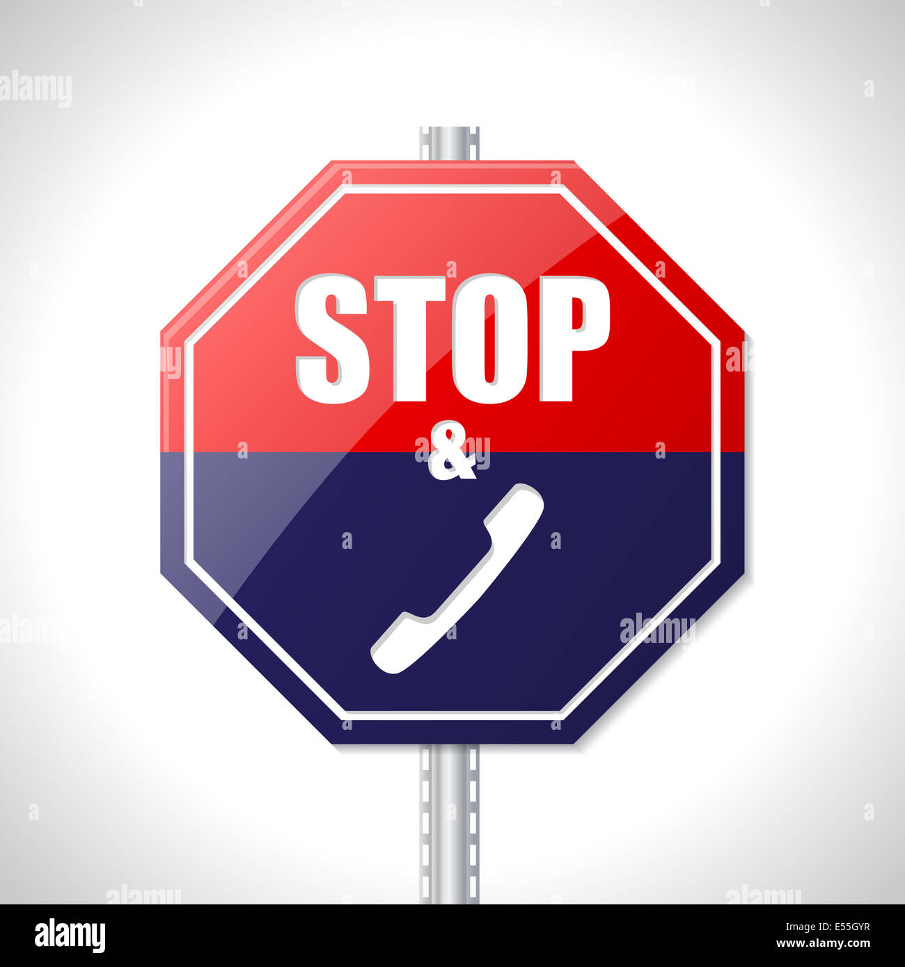 Stop and call bicolor traffic sign on white Stock Photo - Alamy