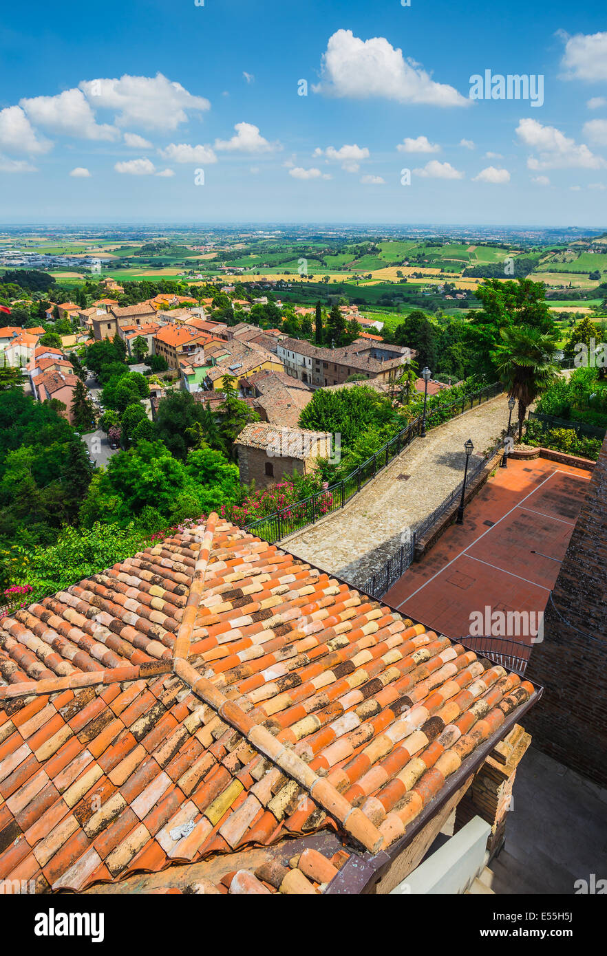 agricultural landscape with old village in toscana (italy Stock Photo ...