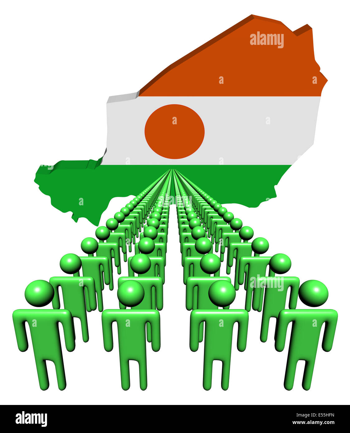 Lines of people with Niger map flag illustration Stock Photo - Alamy