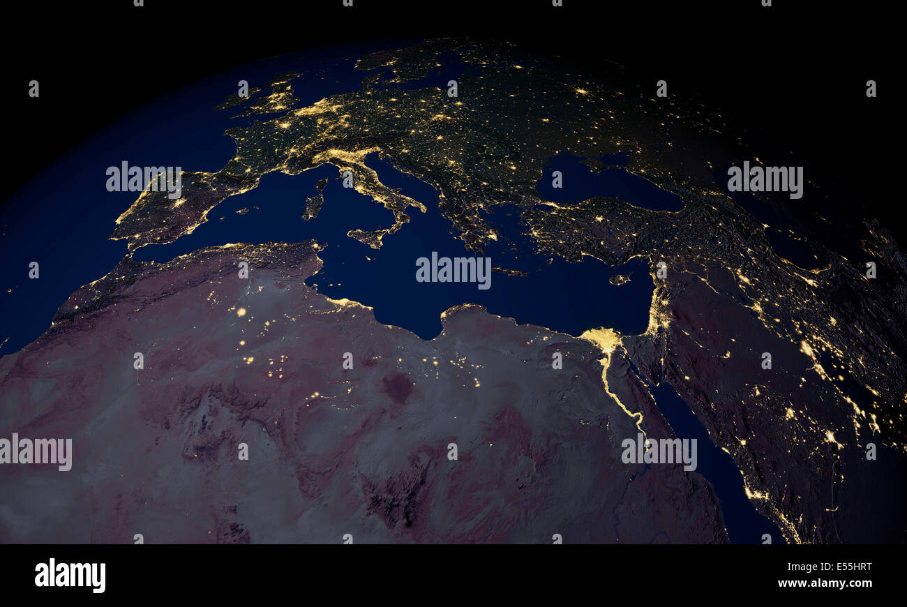 Europe map at night lights hi-res stock photography and images - Alamy