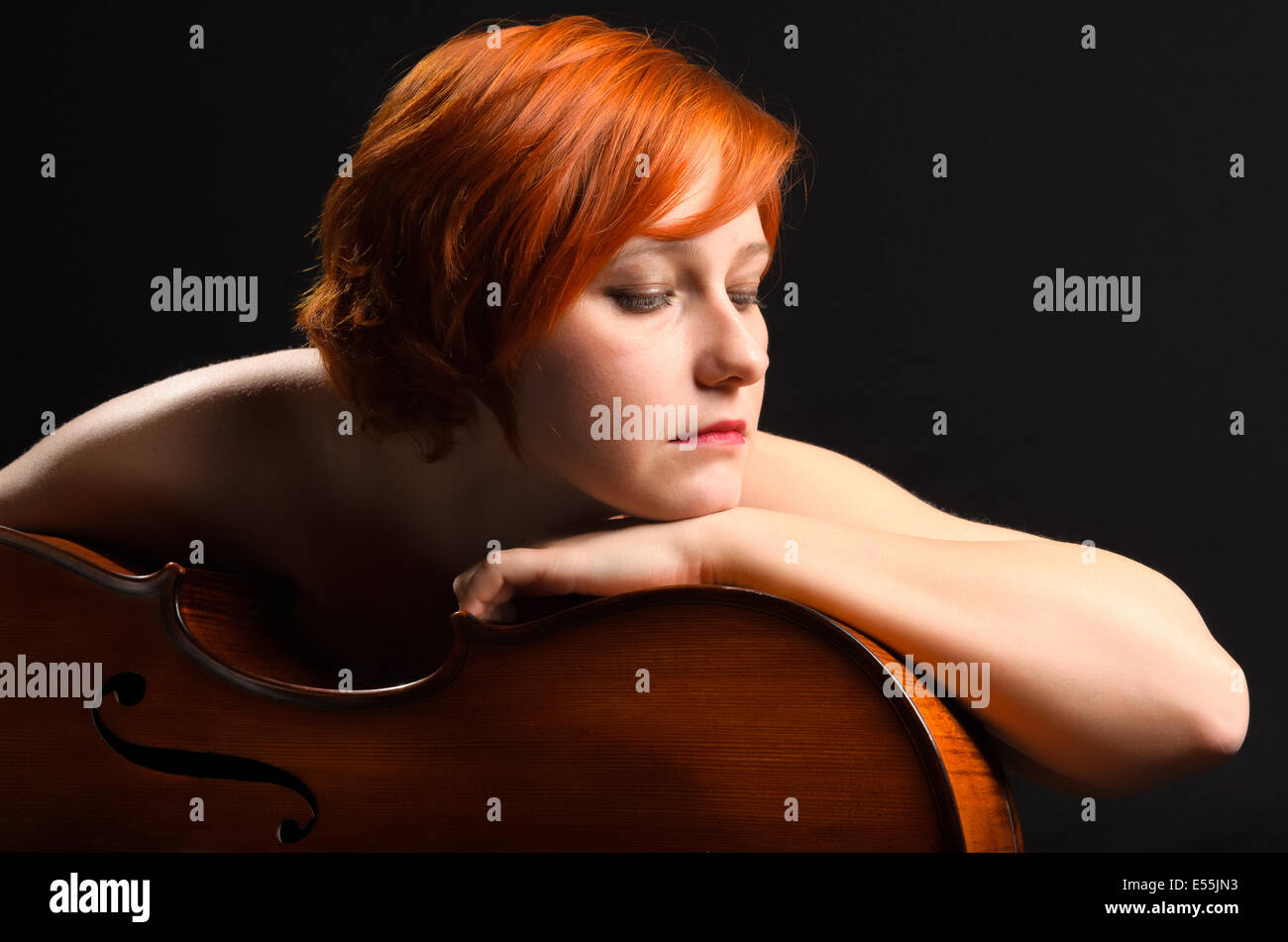 Woman With Cello Stock Photo - Alamy