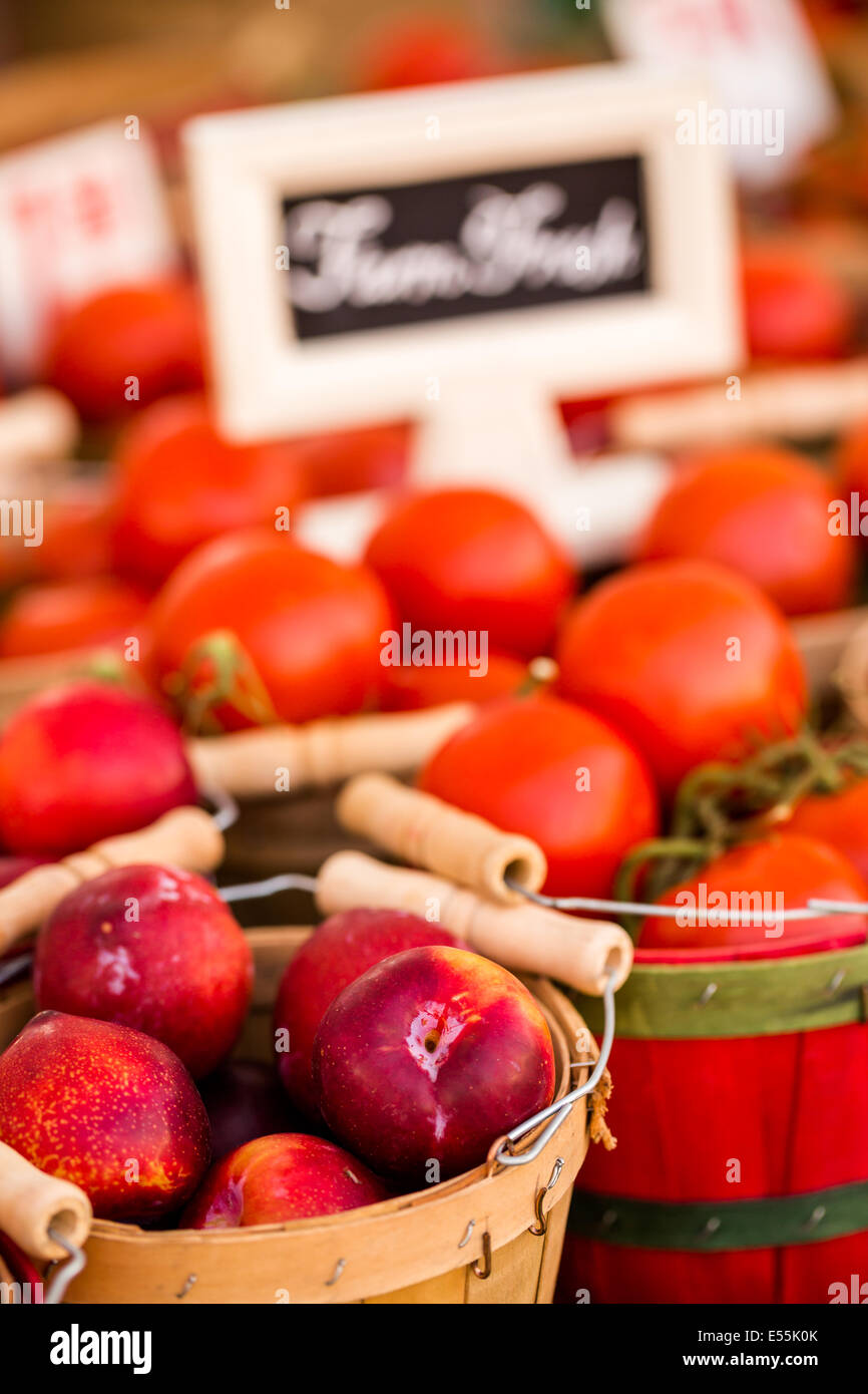 Fresh organic produce on sale at the local farmers market Stock Photo ...