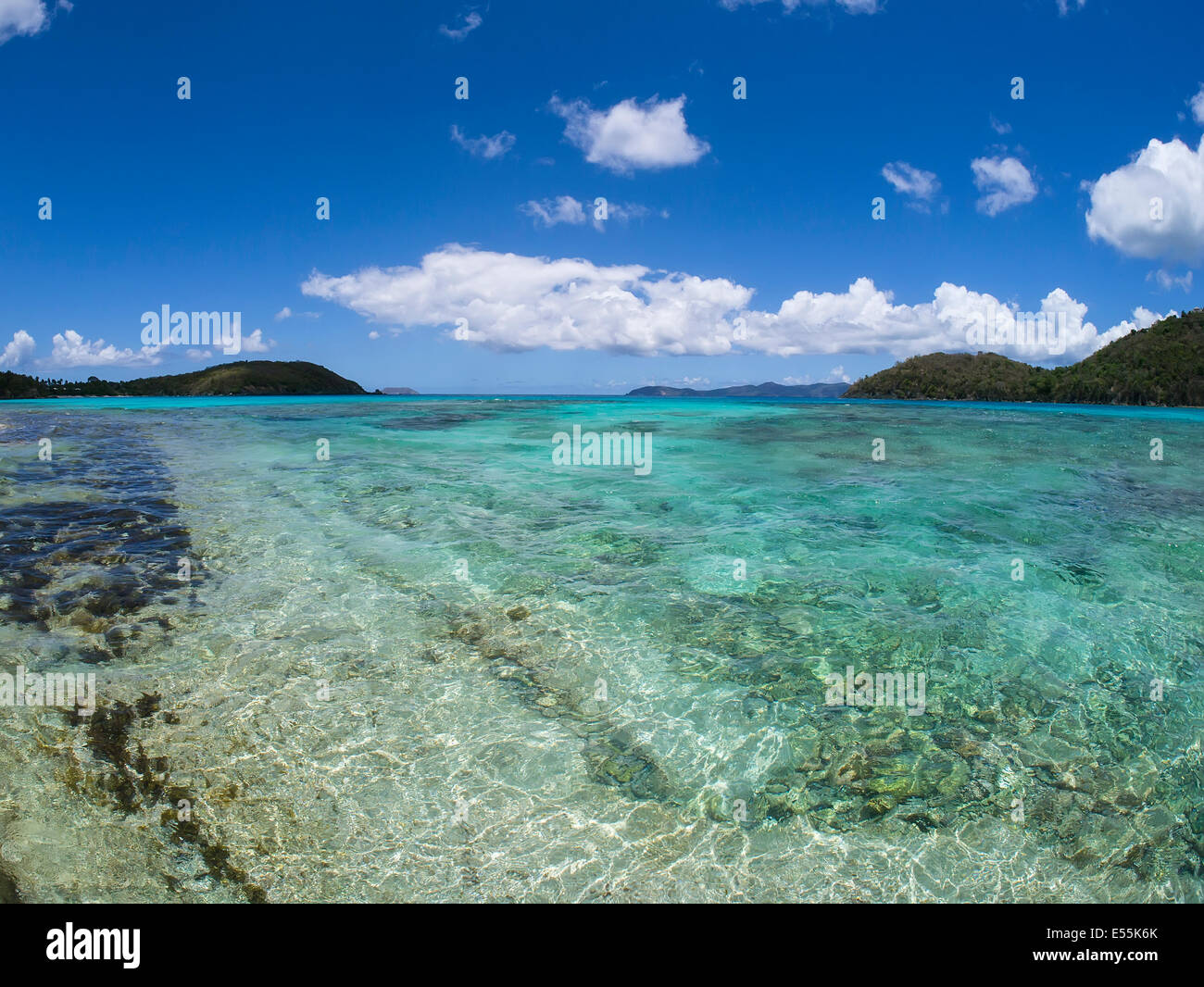 Clear clean water of the Caribbean Sea on the Caribbean Island of St ...