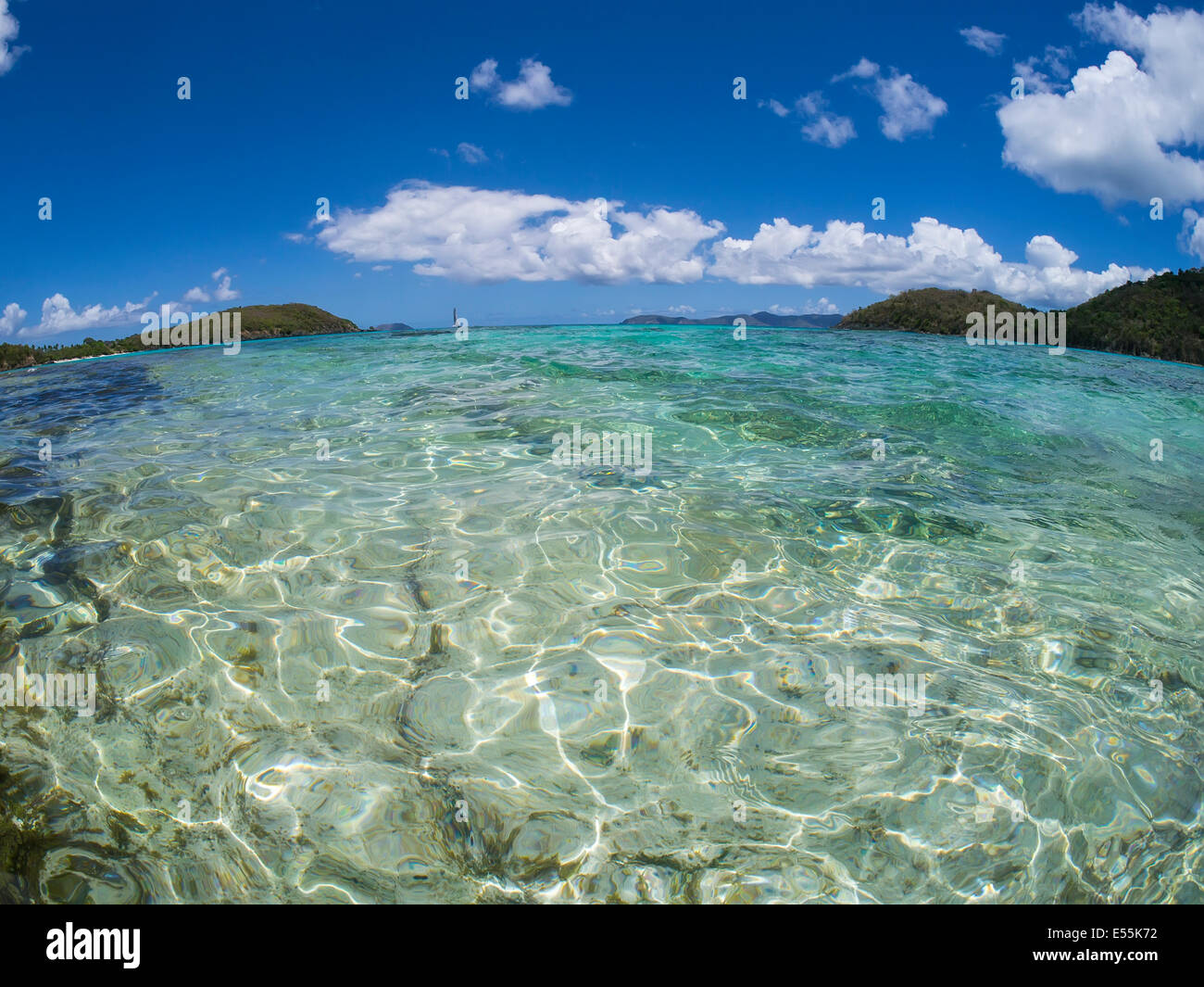 Clear clean water of the Caribbean Sea on the Caribbean Island of St ...