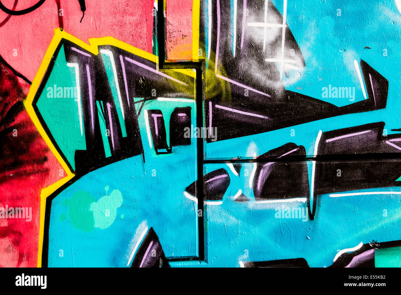 Blue signs, colorful graffiti, abstract grunge grafiti background over ...