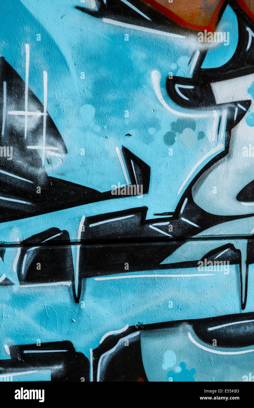 Blue signs, colorful graffiti, abstract grunge grafiti background over ...