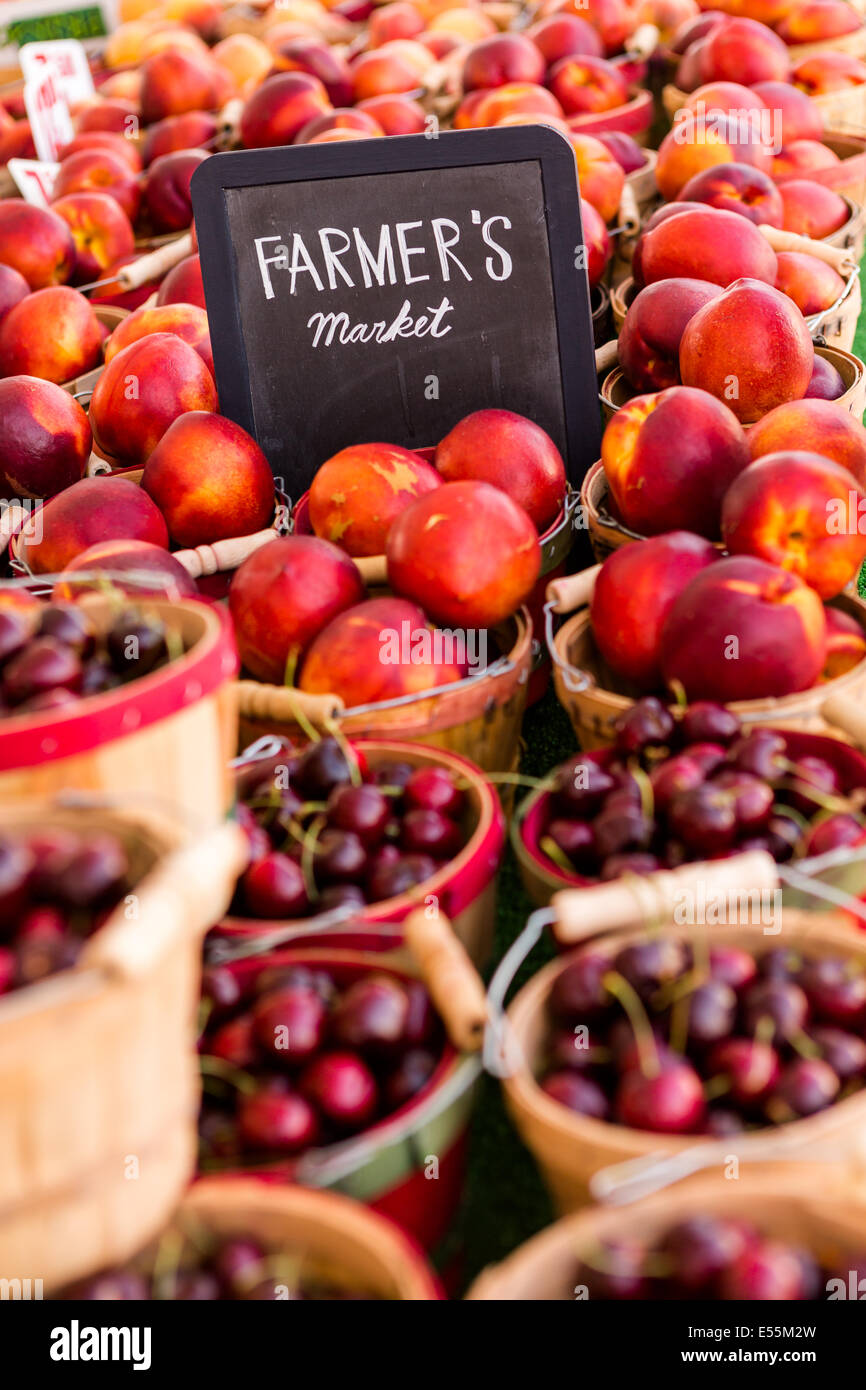 Fresh organic produce on sale at the local farmers market Stock Photo ...