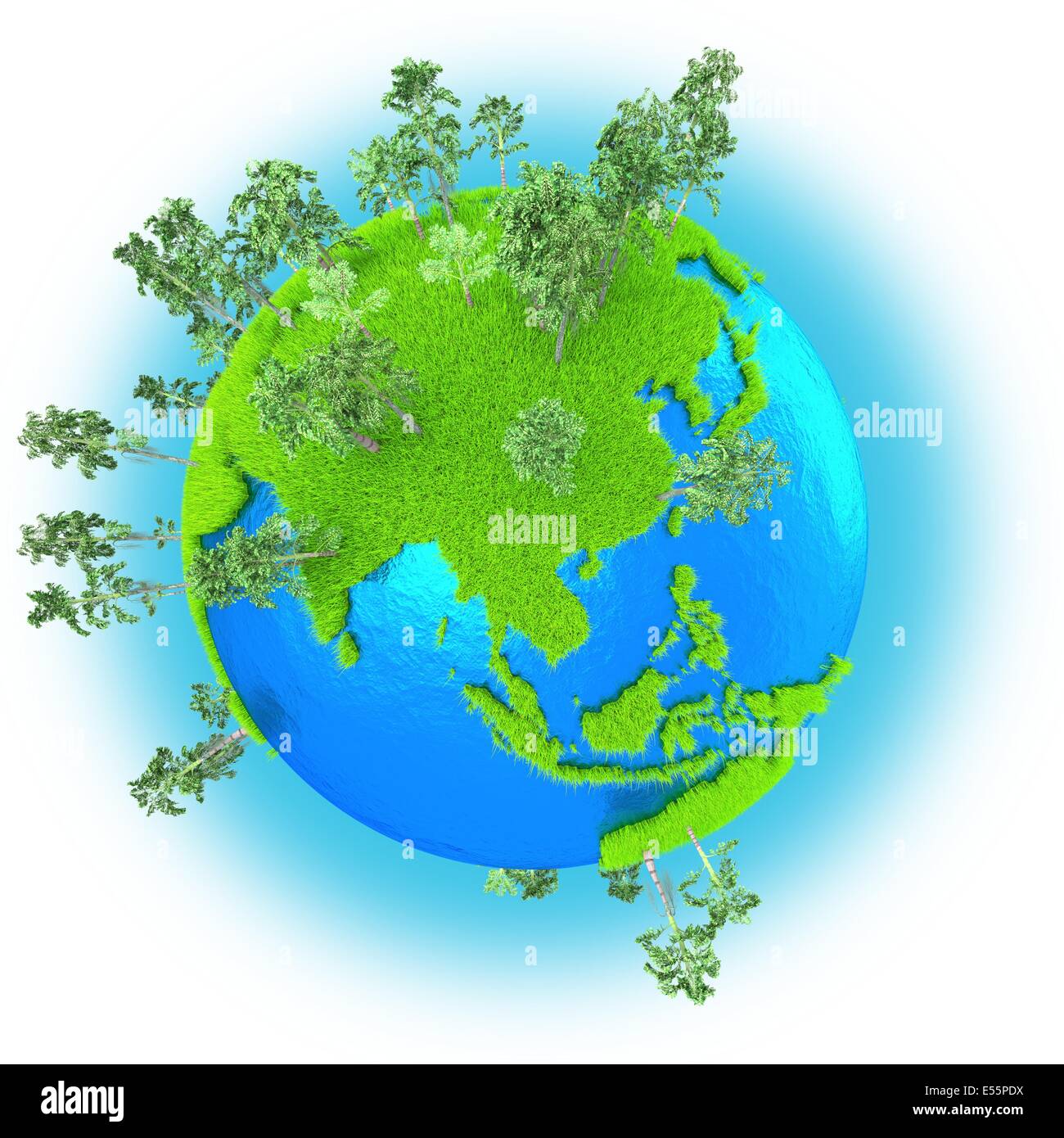 Southeast Asia on grassy planet Earth isolated on white background ...