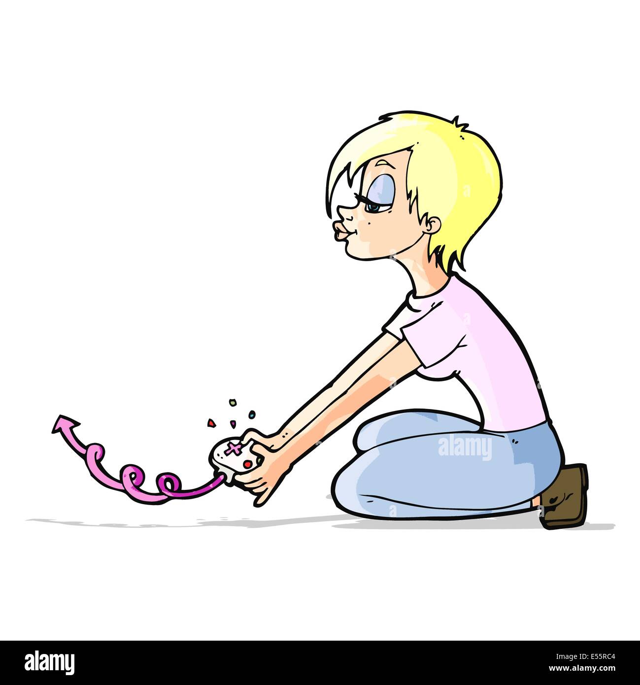 cartoon girl playing computer games Stock Vector Image & Art - Alamy