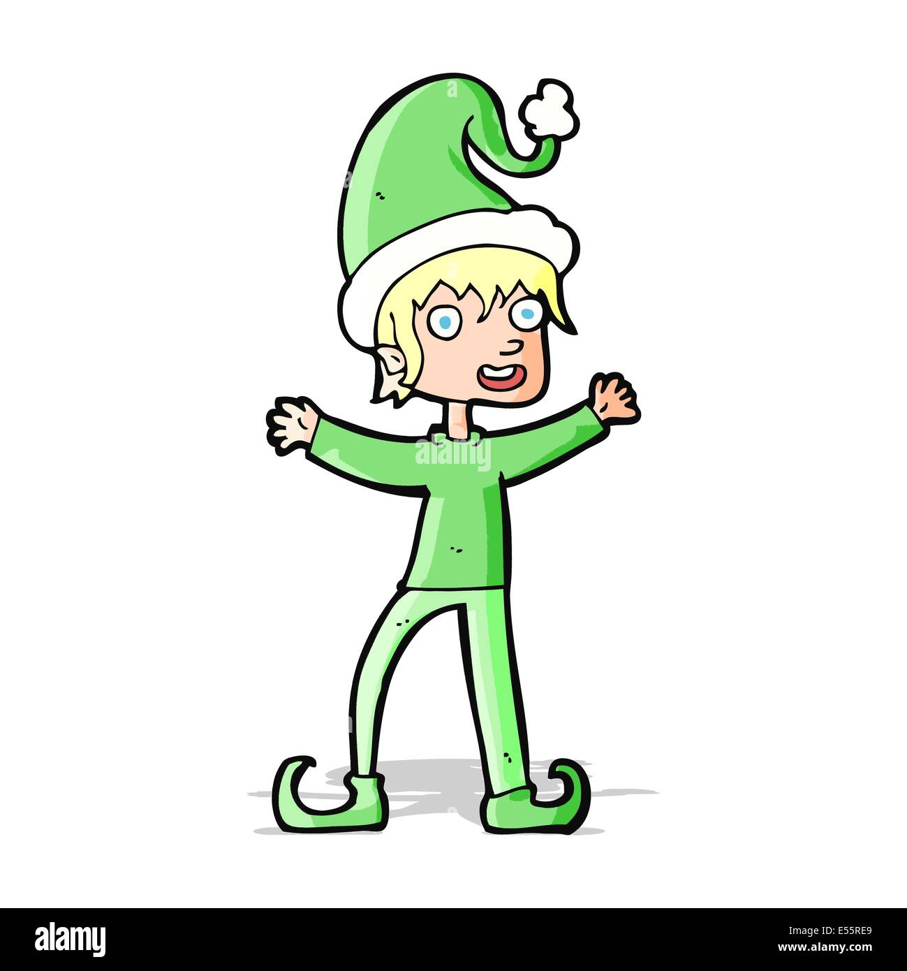 cartoon excited christmas elf Stock Vector Image & Art - Alamy