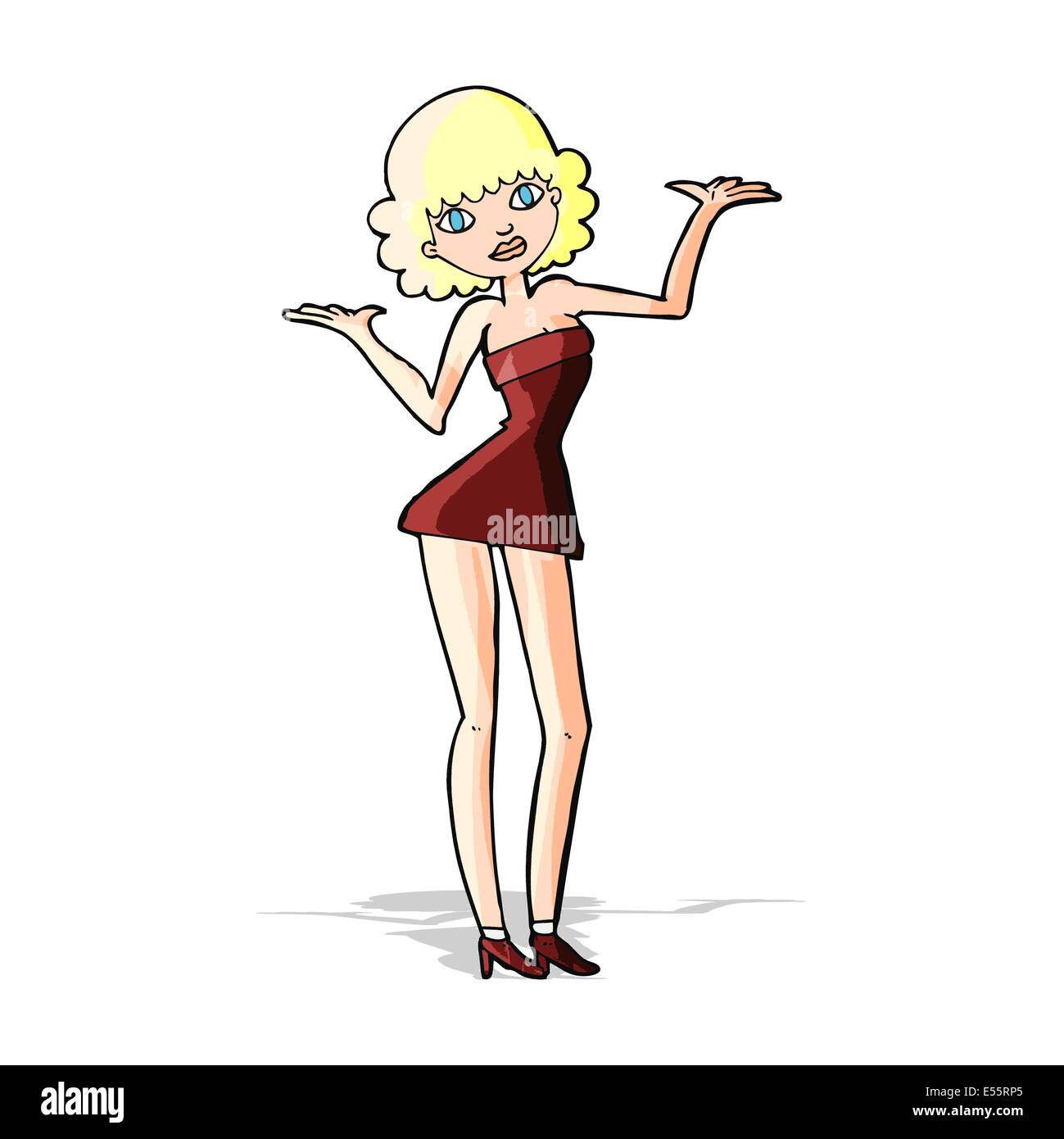 cartoon woman in cocktail dress Stock Vector Image & Art - Alamy
