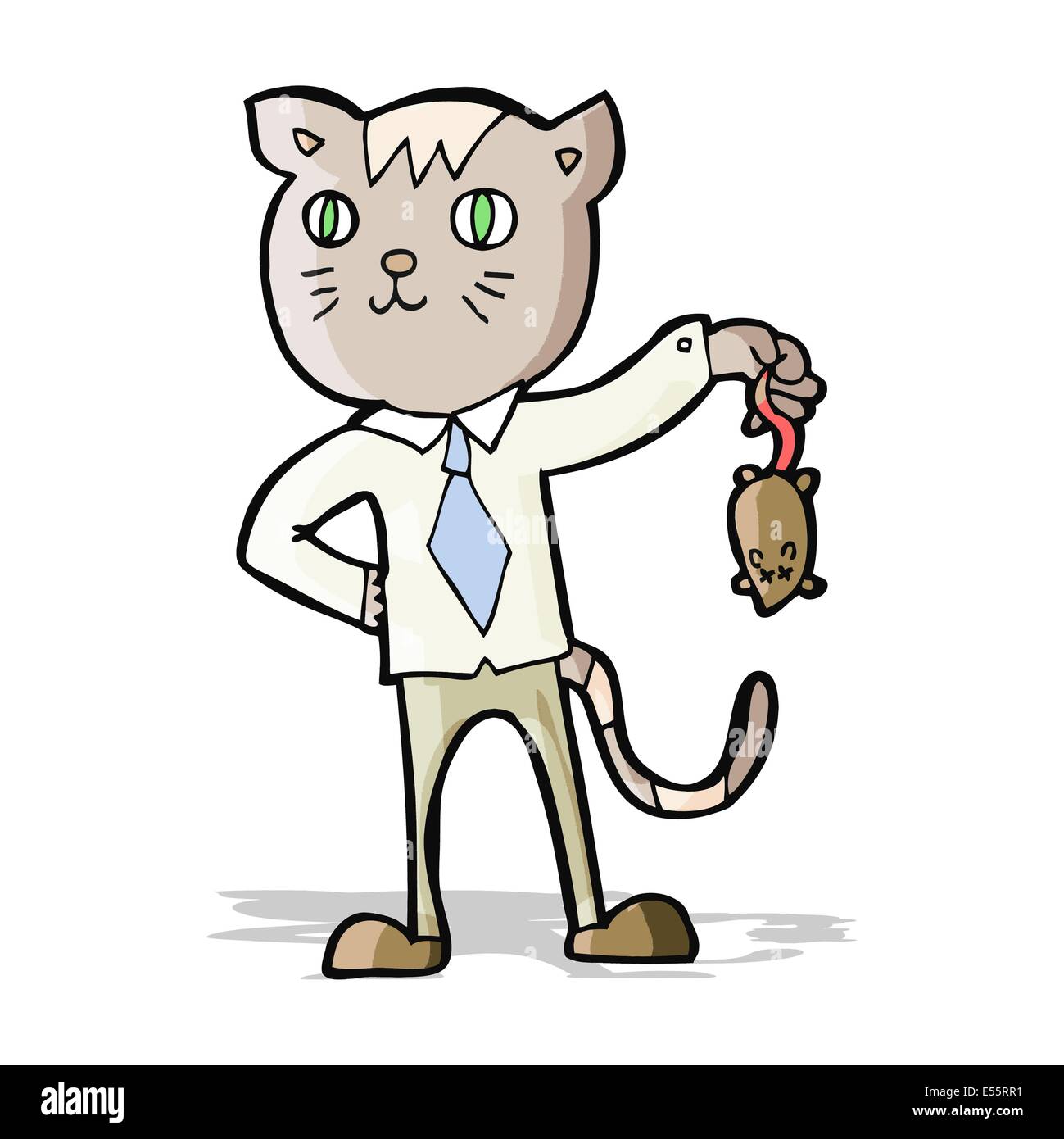 cartoon business cat with dead mouse Stock Vector Image & Art - Alamy