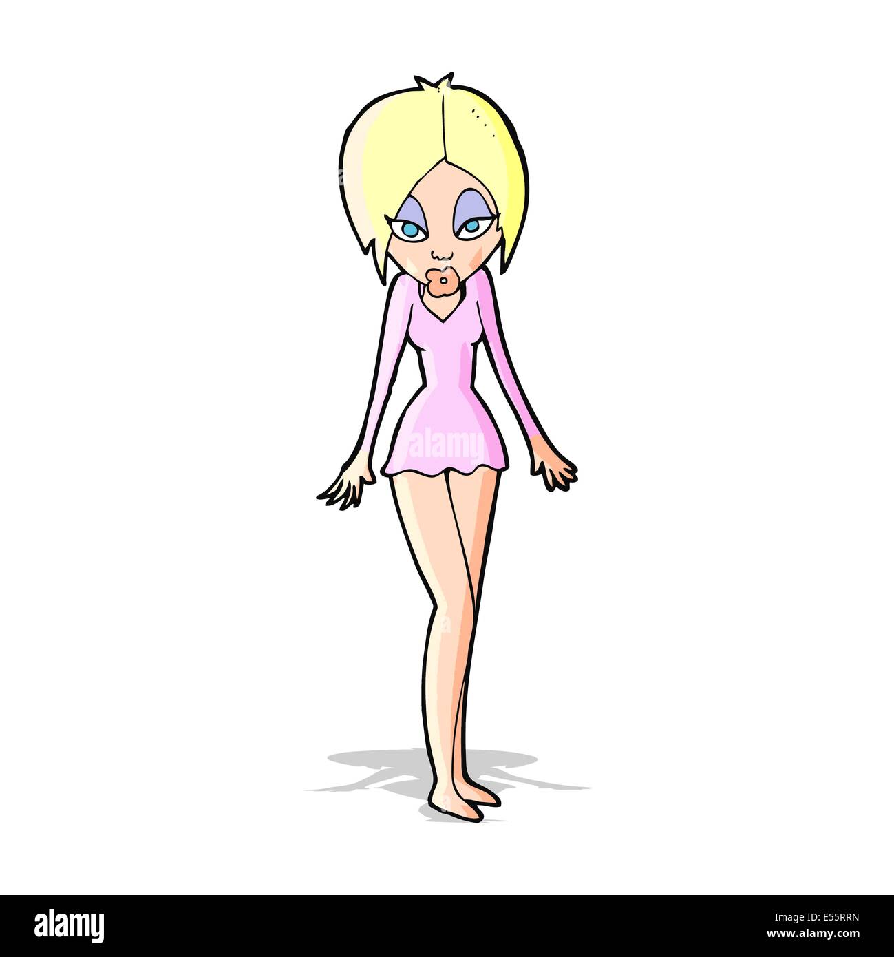 cartoon woman in short dress Stock Vector Image & Art - Alamy