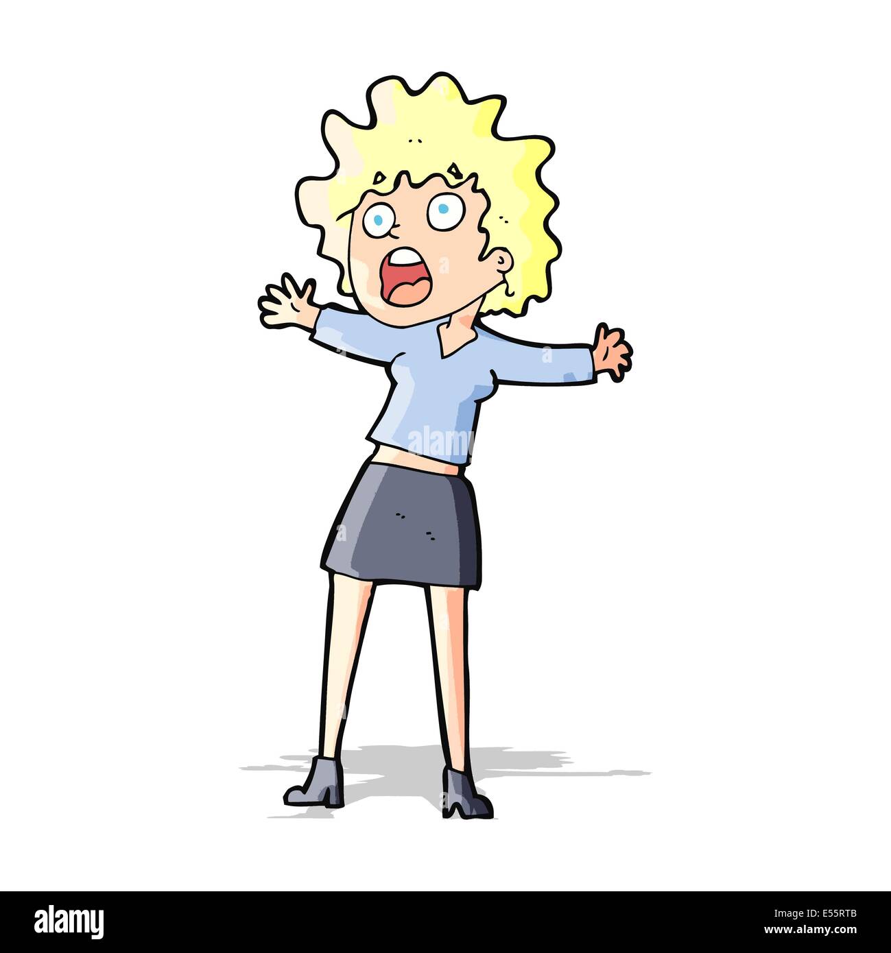 cartoon frightened woman Stock Vector Image & Art - Alamy