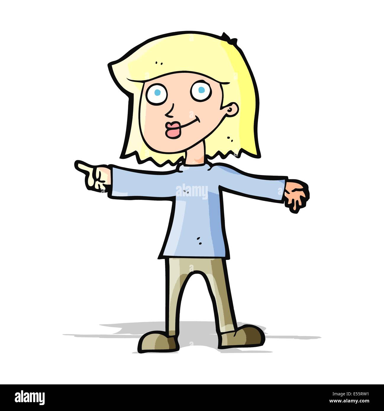 cartoon happy woman pointing Stock Vector Image & Art - Alamy