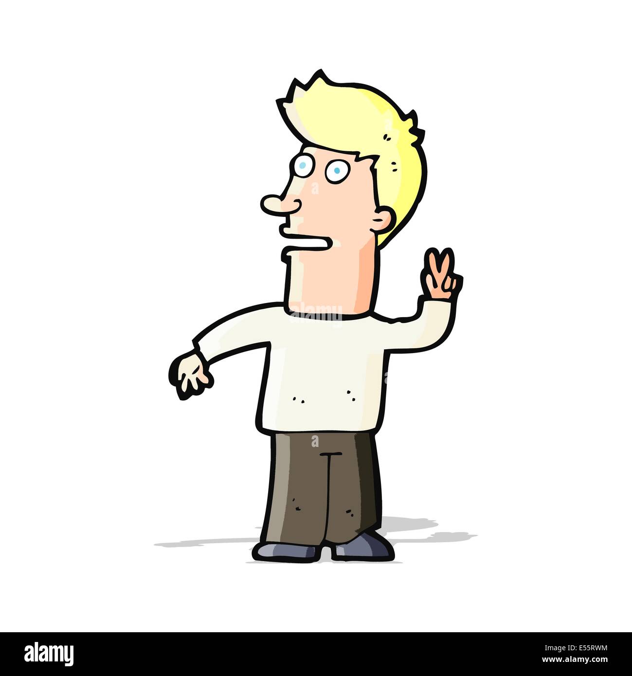 Cartoon man making peace sign hi-res stock photography and images - Alamy