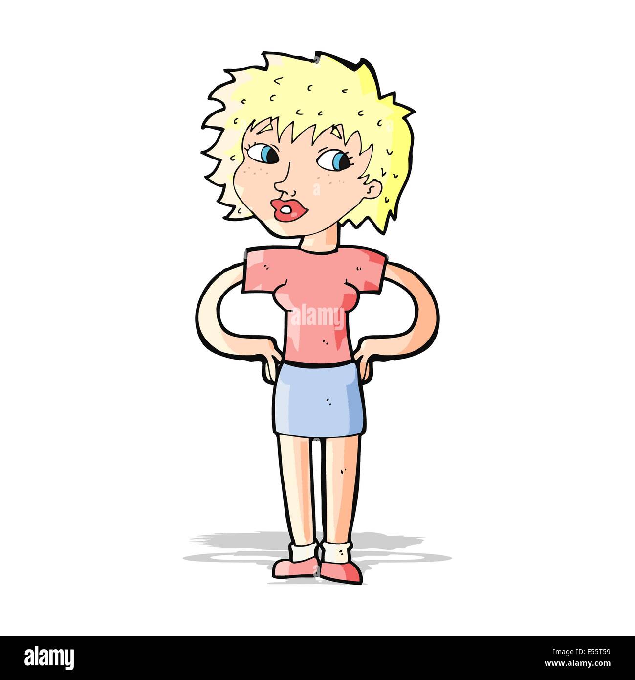 cartoon woman with hands on hips Stock Vector Image & Art - Alamy