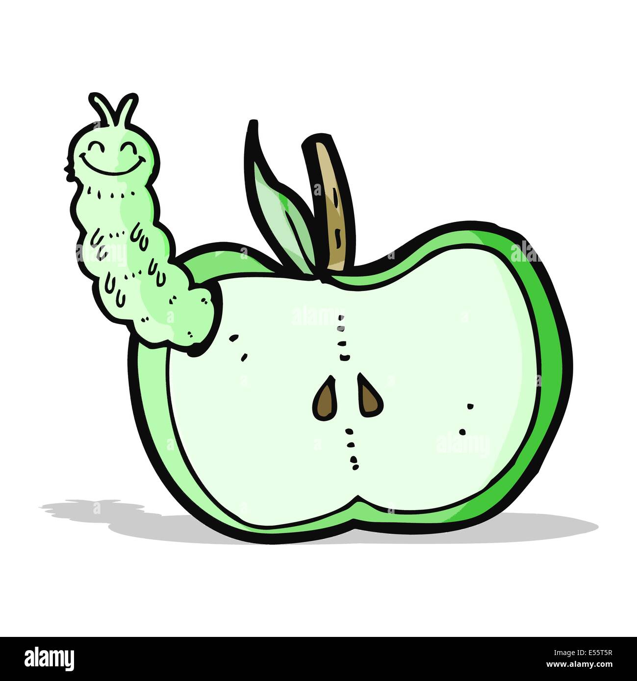 cartoon apple with bug Stock Vector Image & Art - Alamy