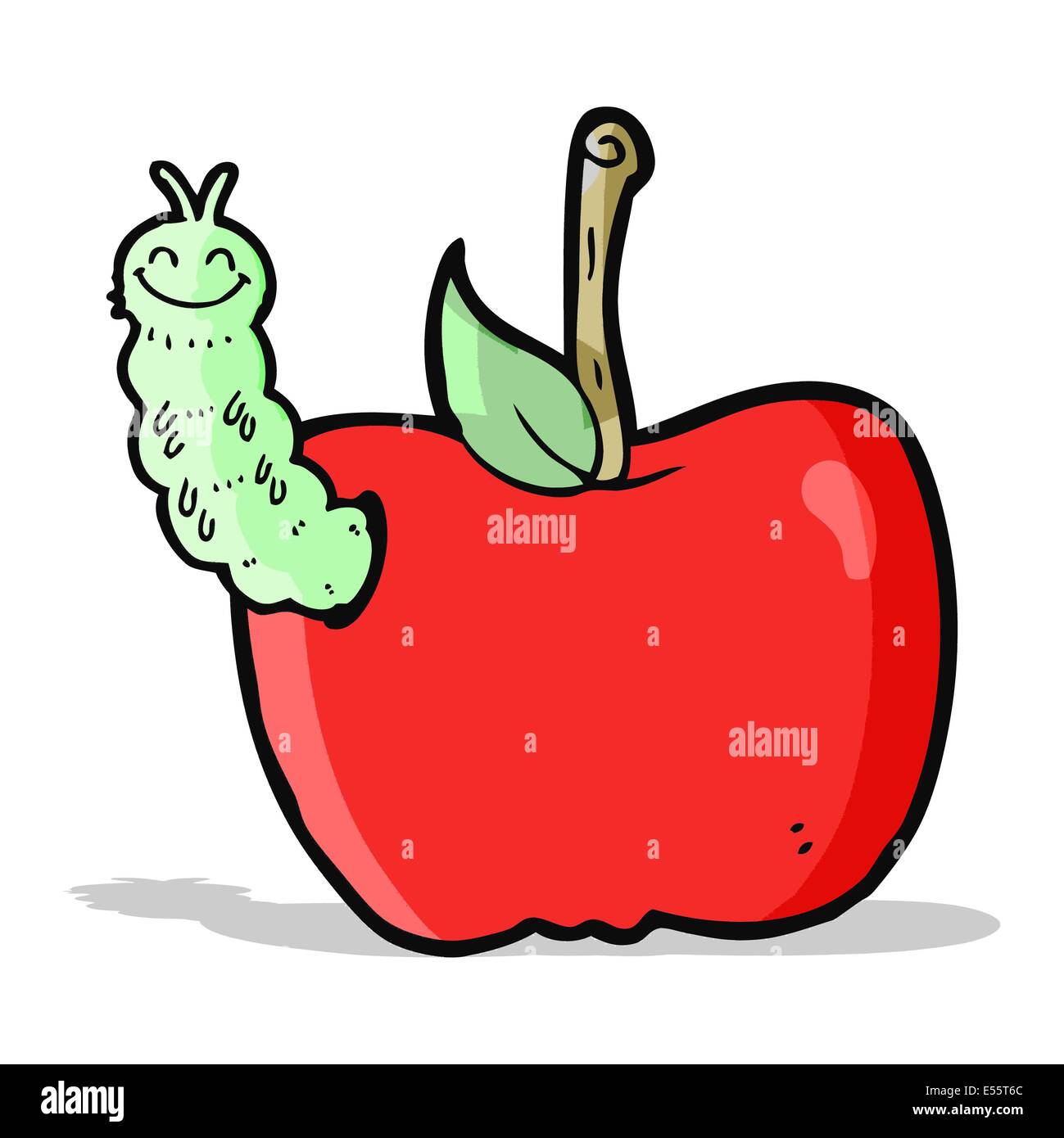 cartoon apple with bug Stock Vector Image & Art - Alamy