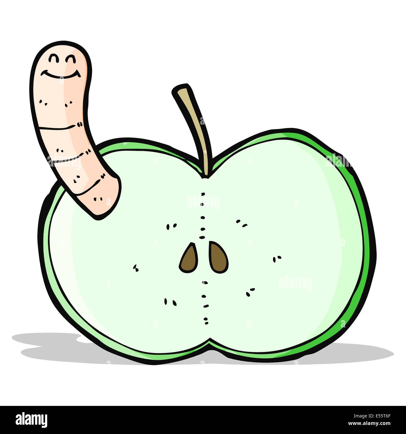 cartoon apple with worm Stock Vector Image & Art - Alamy