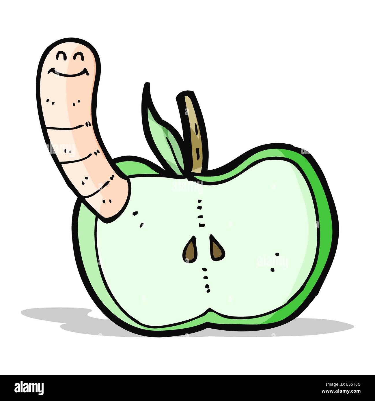 cartoon apple with worm Stock Vector Image & Art - Alamy