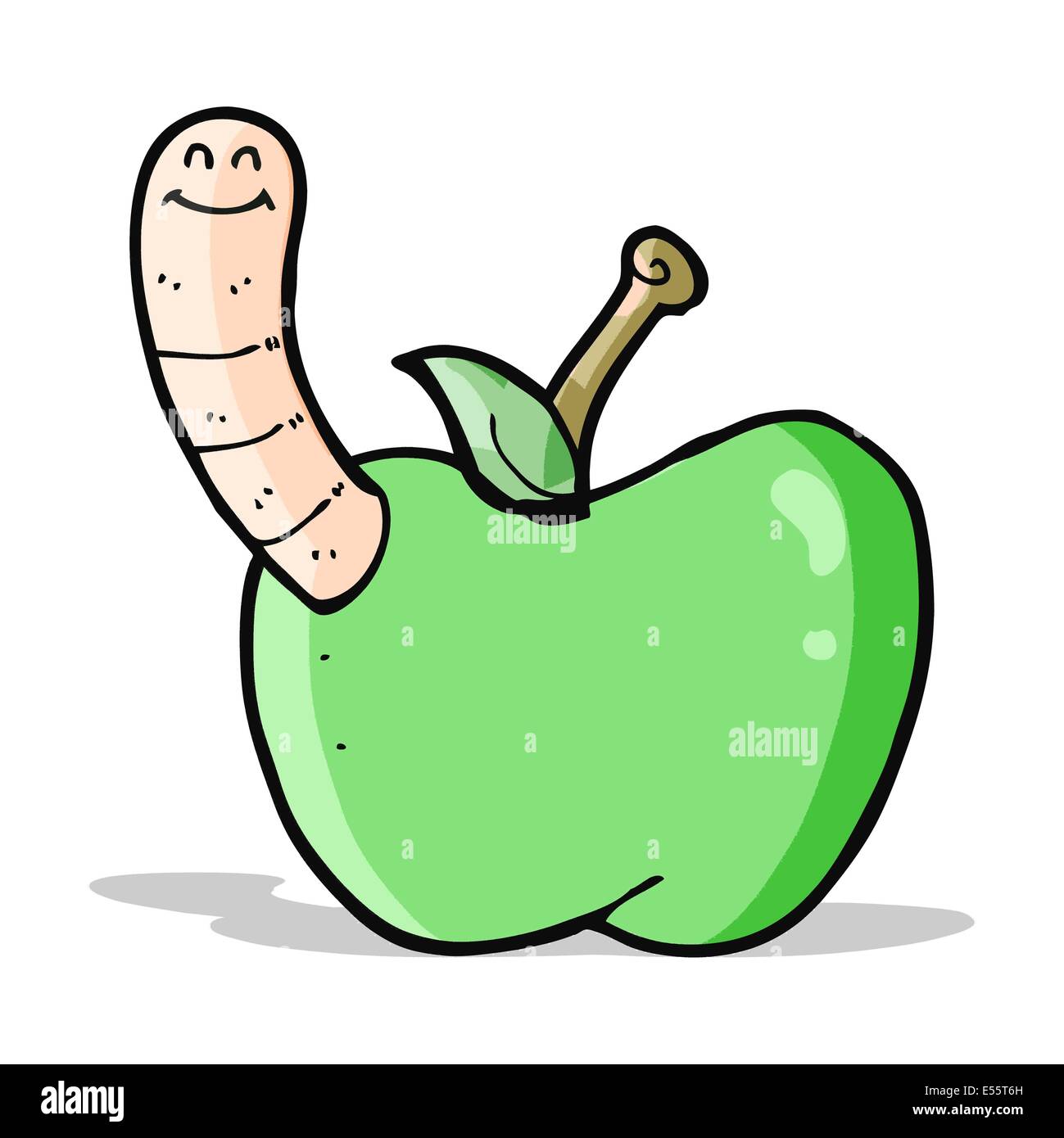 cartoon apple with worm Stock Vector Image & Art - Alamy