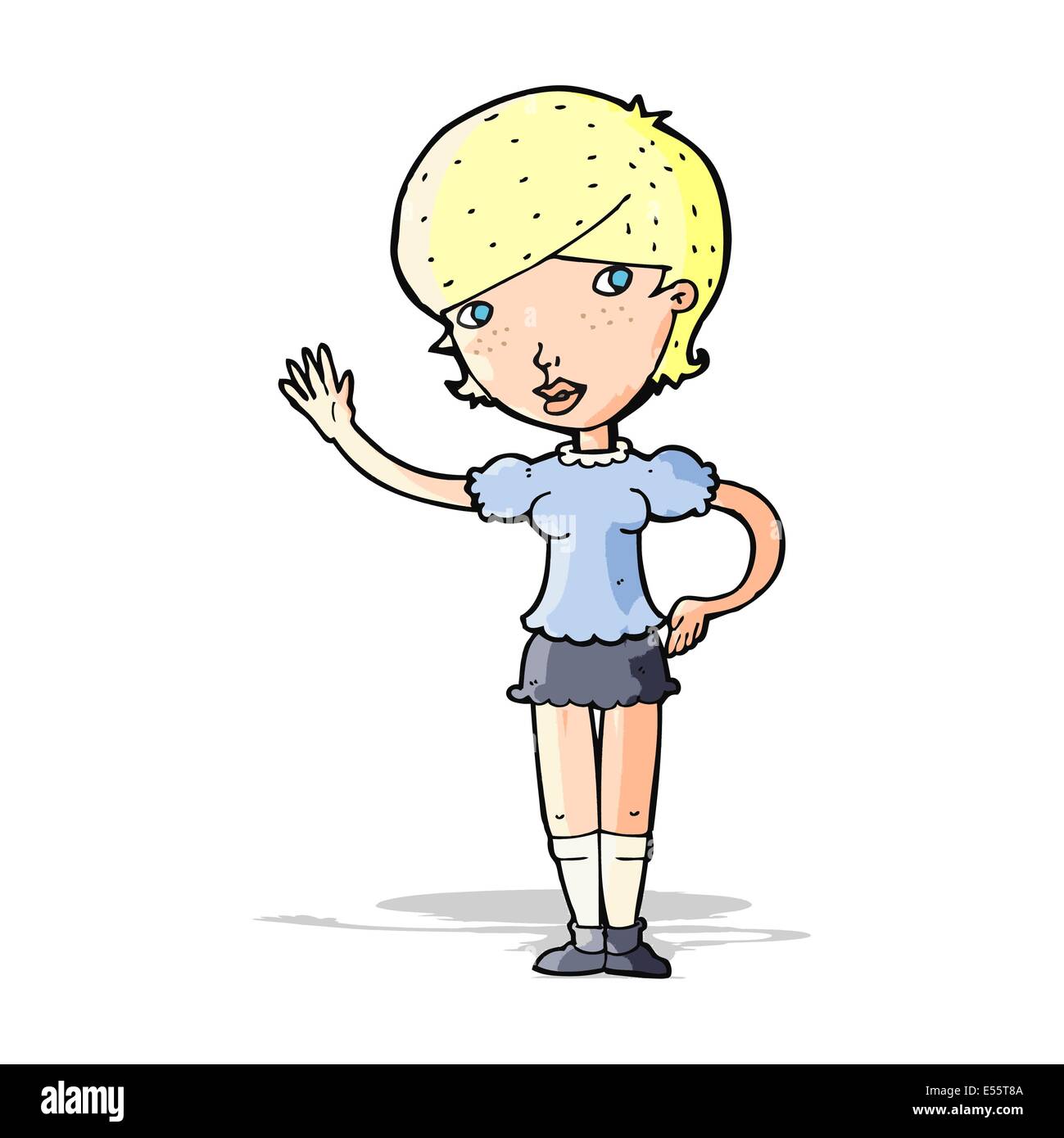 cartoon girl waving Stock Vector Image & Art - Alamy