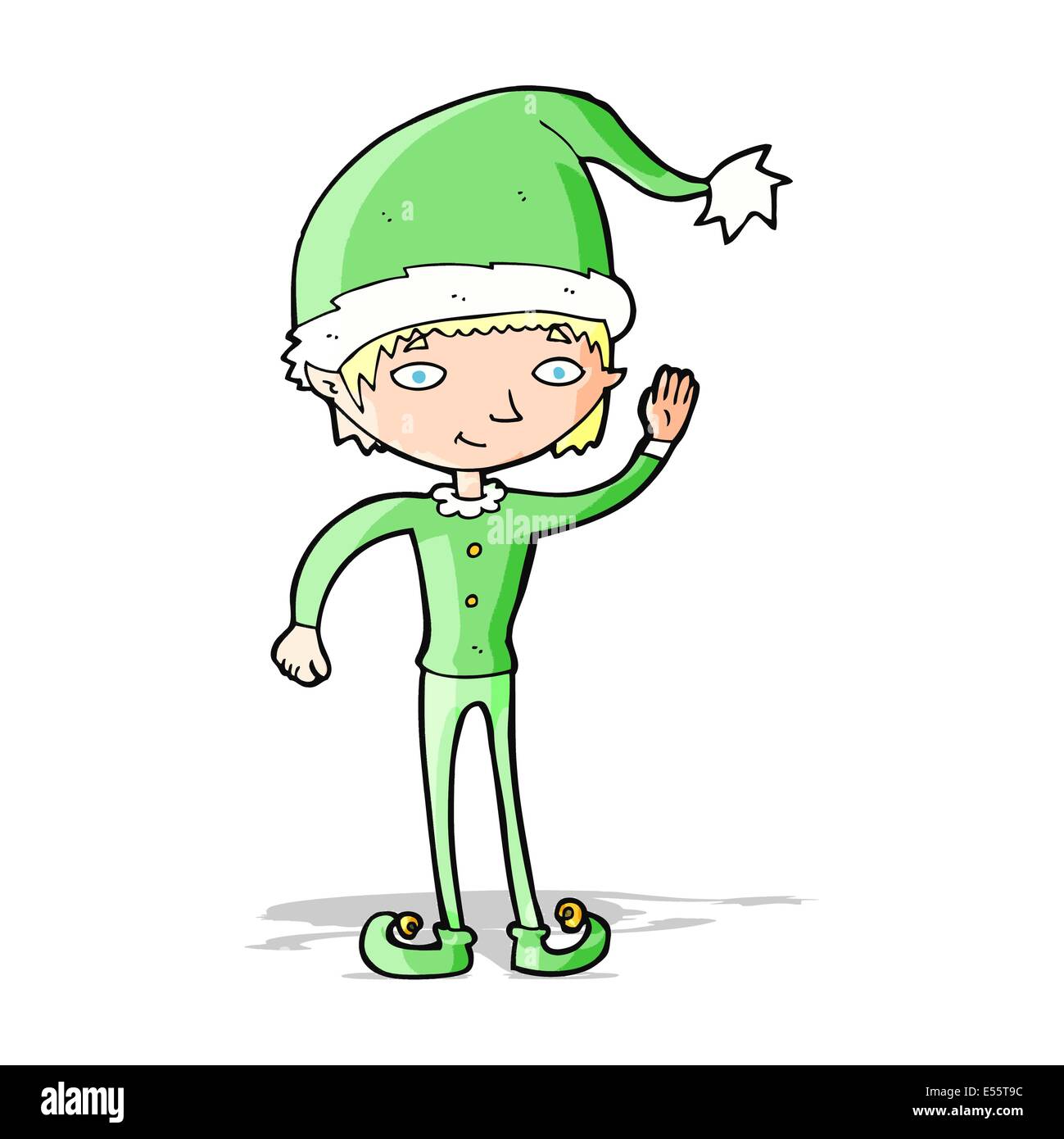 cartoon waving christmas elf Stock Vector Image & Art - Alamy