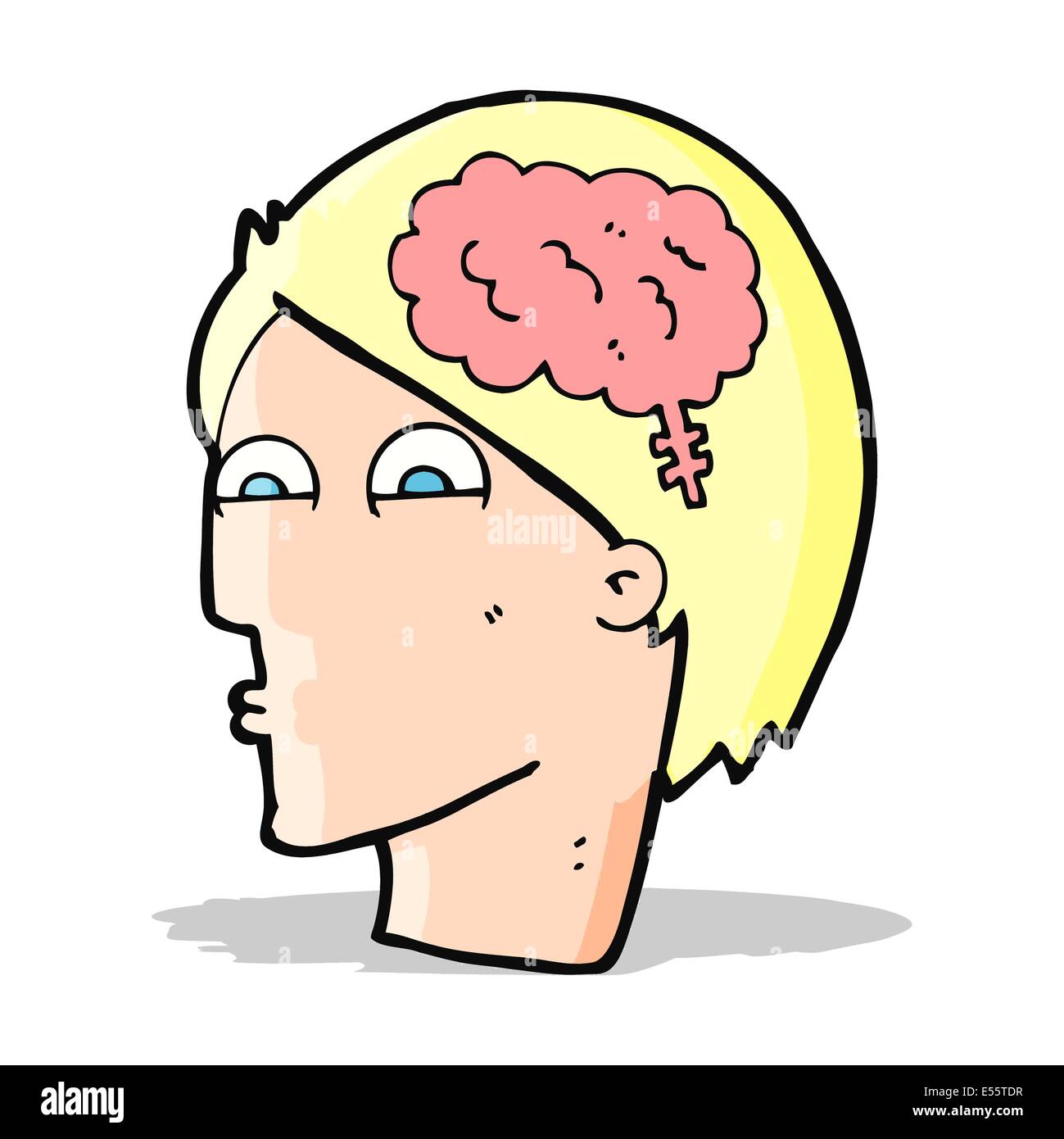 cartoon head with brain symbol Stock Vector Image & Art - Alamy