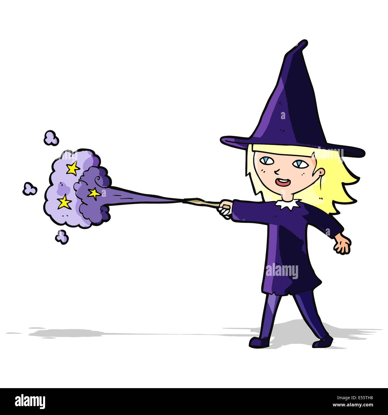 cartoon witch girl casting spell Stock Vector Image & Art - Alamy