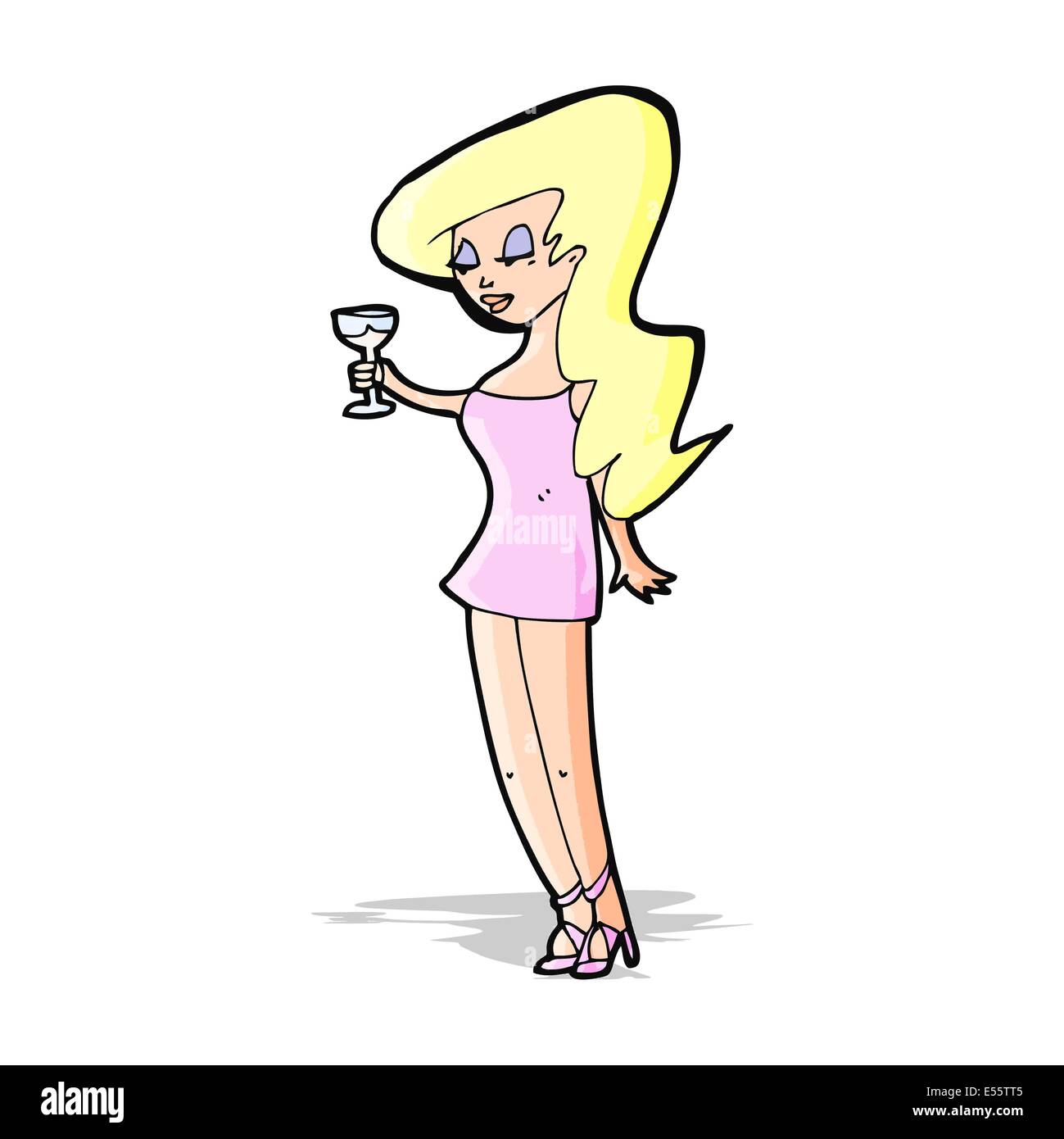 cartoon woman at party Stock Vector Image & Art - Alamy