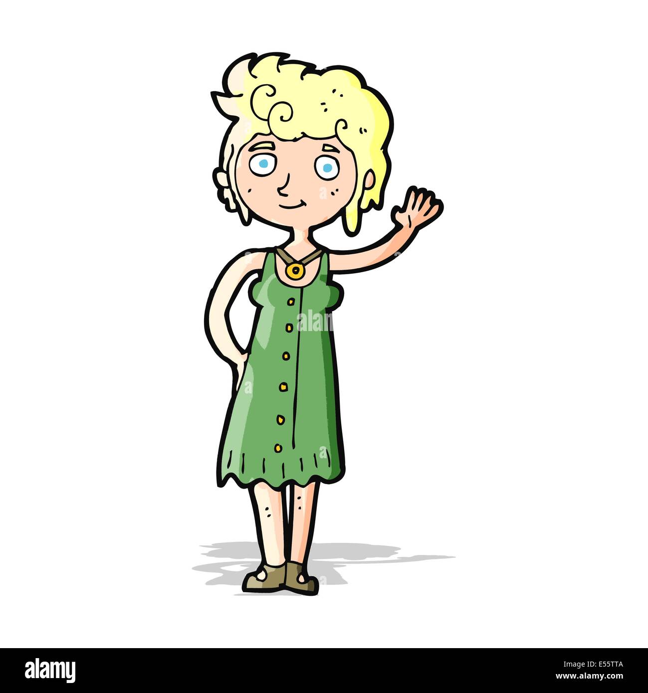 cartoon hippie woman waving Stock Vector Image & Art - Alamy