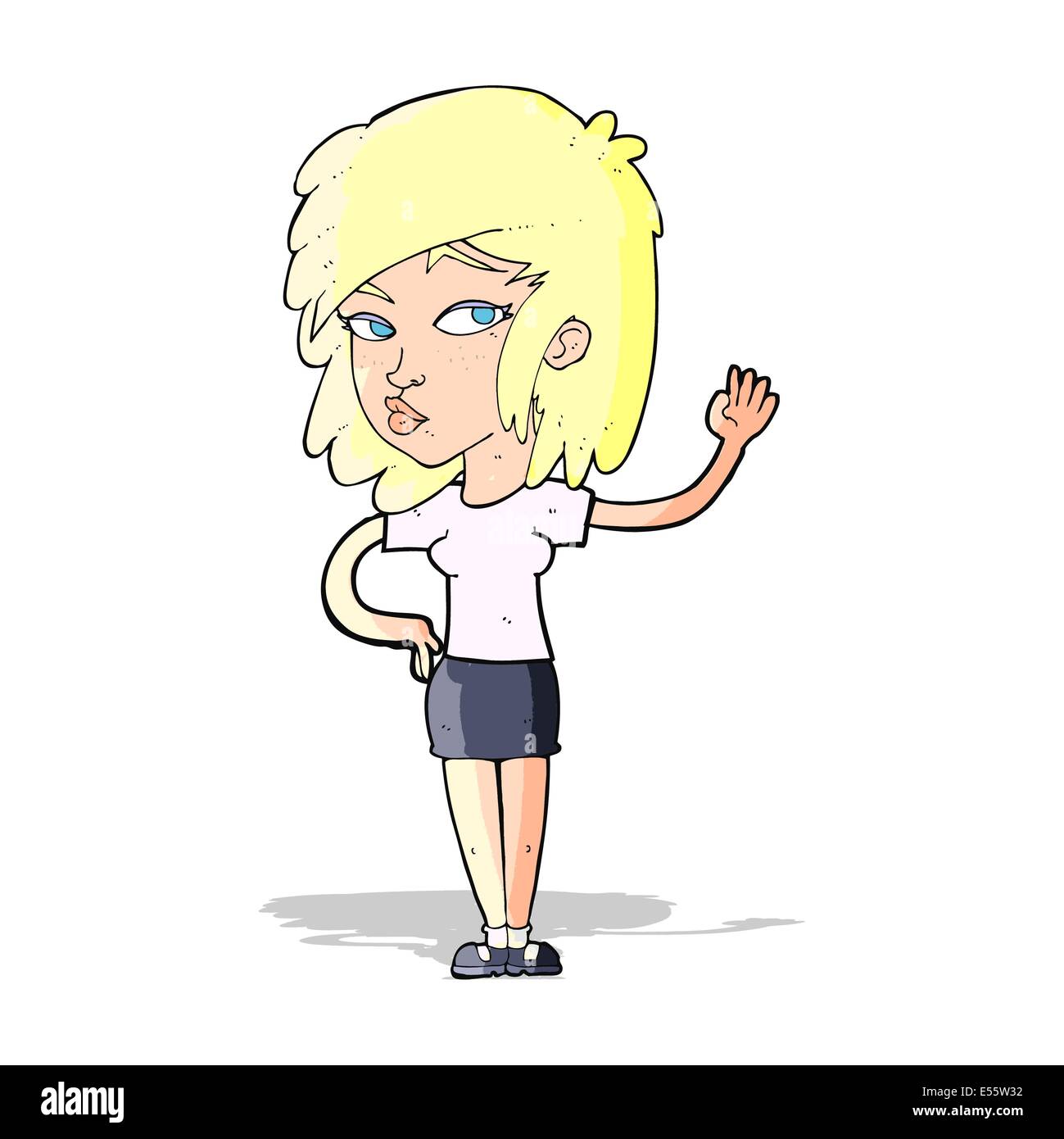 Cartoon pretty woman waving Cut Out Stock Images & Pictures - Alamy