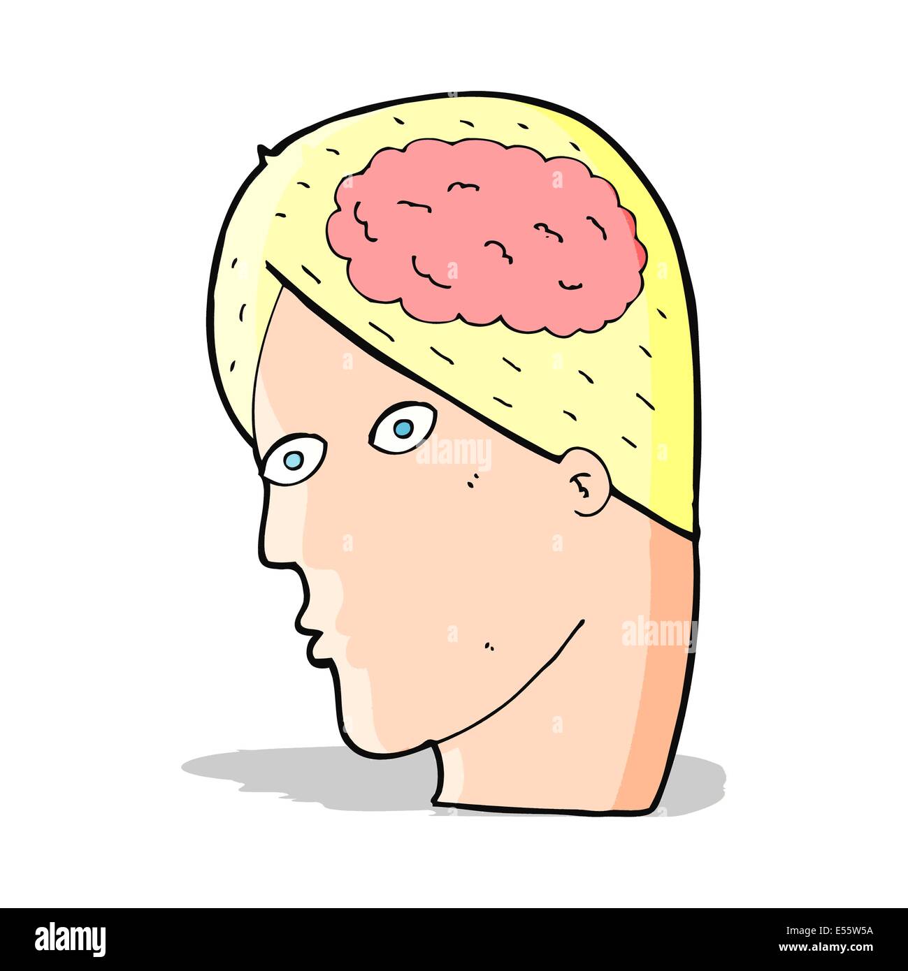 cartoon head with brain symbol Stock Vector Image & Art - Alamy