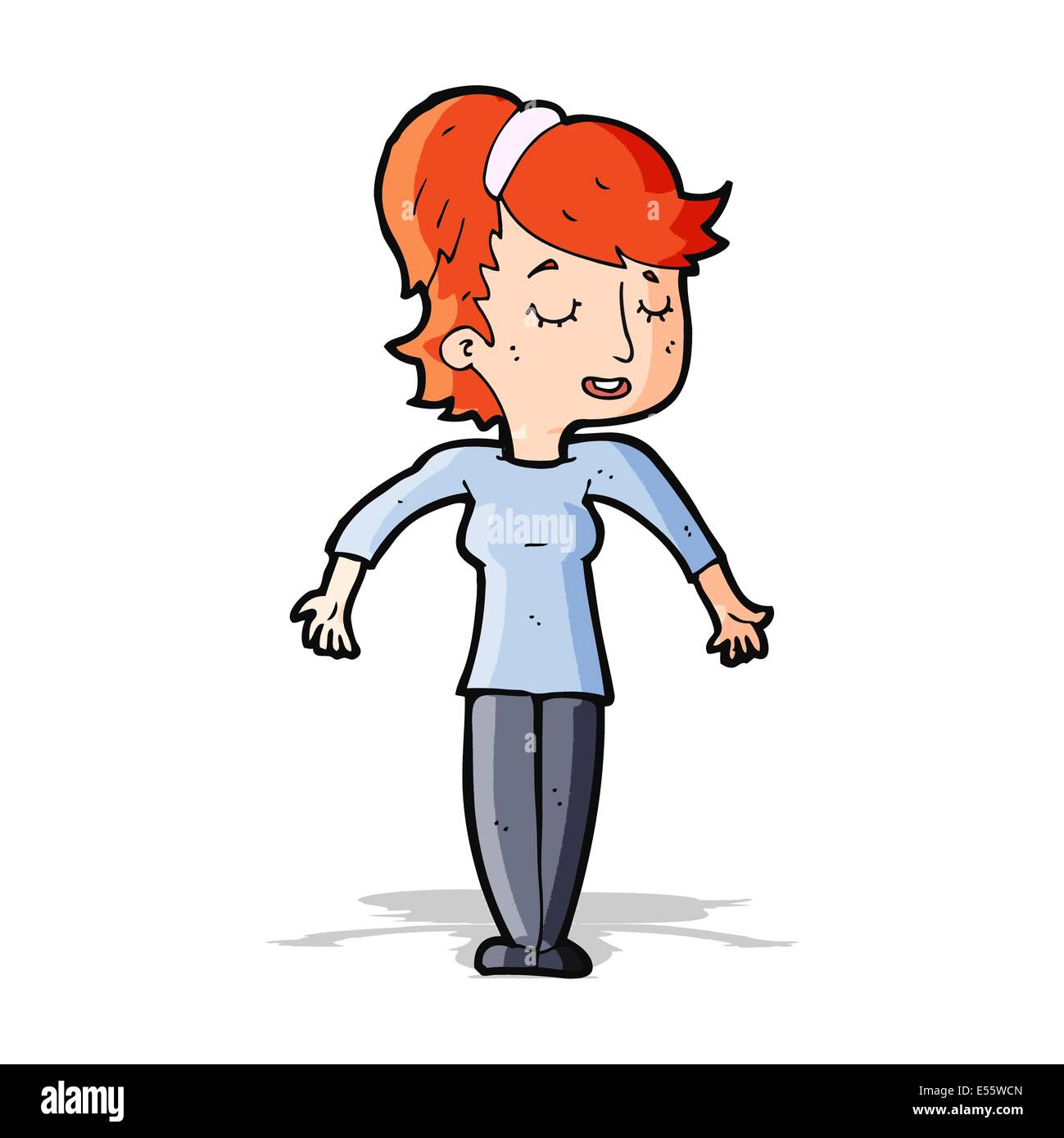 cartoon friendly woman shrugging shoulders Stock Vector Image & Art - Alamy