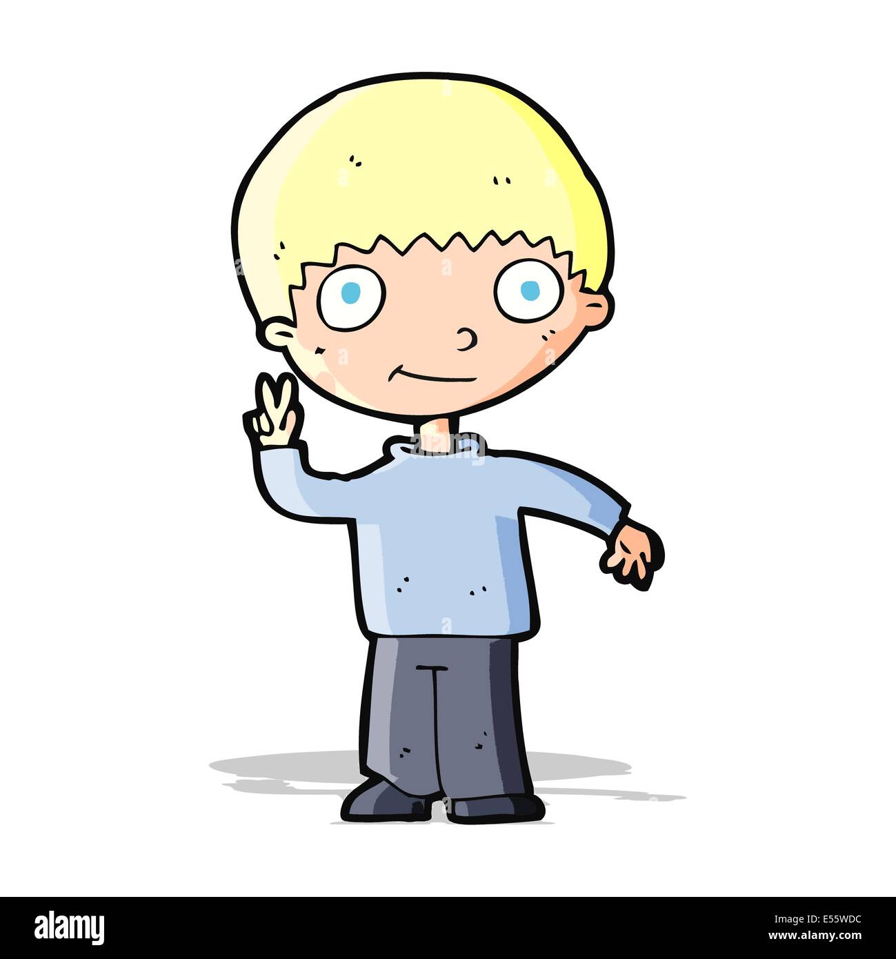 cartoon boy giving peace sign Stock Vector Image & Art - Alamy