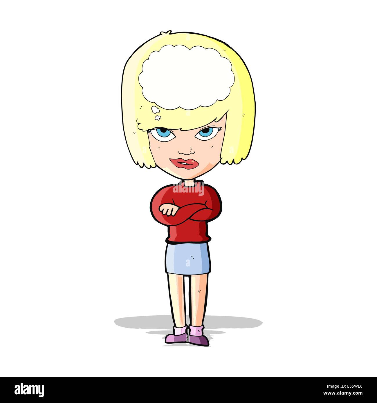 cartoon woman with folded arms imagining Stock Vector Image & Art - Alamy