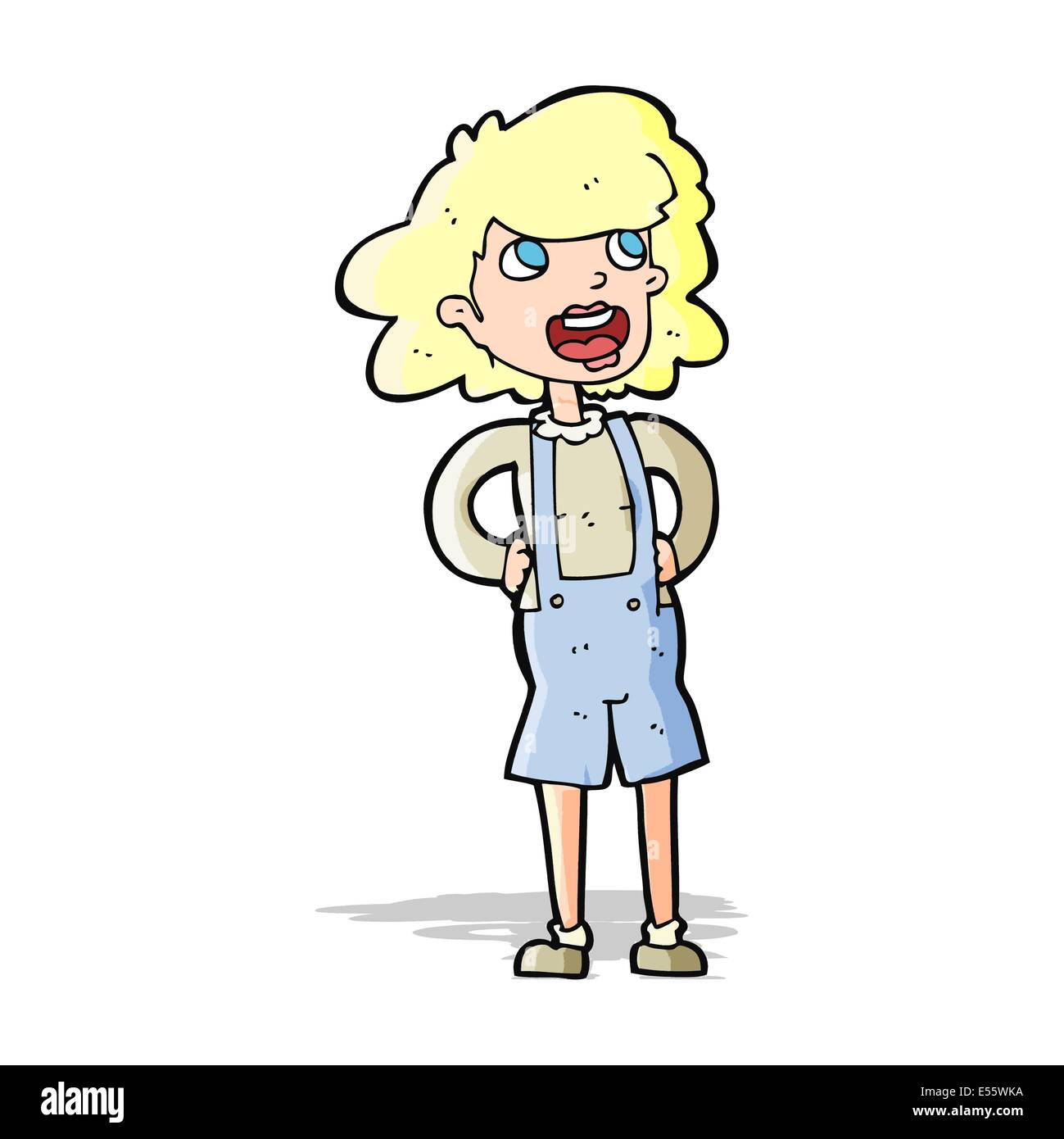 cartoon woman in dungarees Stock Vector Image & Art - Alamy