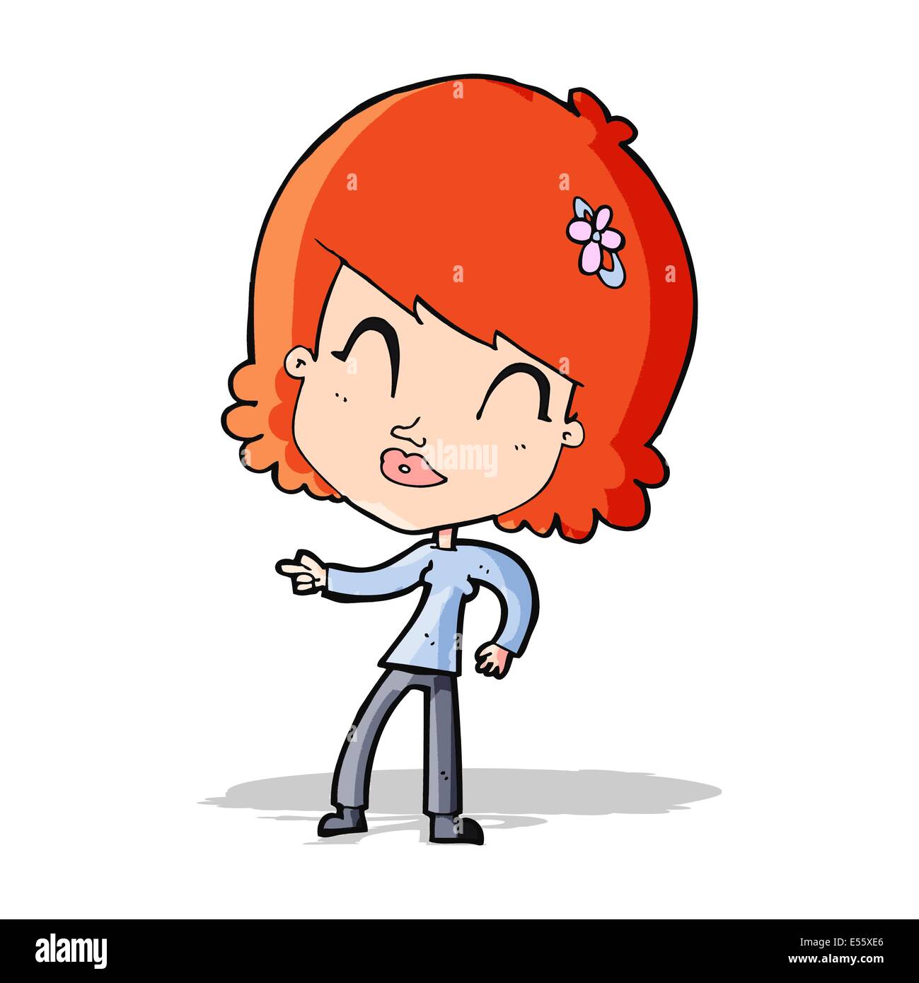 cartoon happy woman pointing Stock Vector Image & Art - Alamy