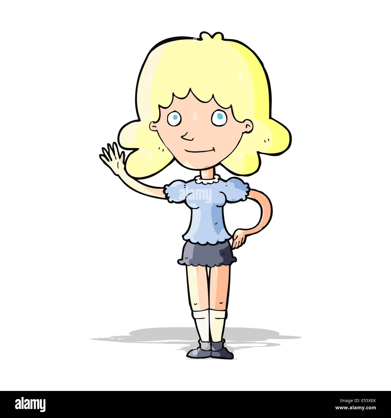 cartoon woman waving Stock Vector Image & Art - Alamy